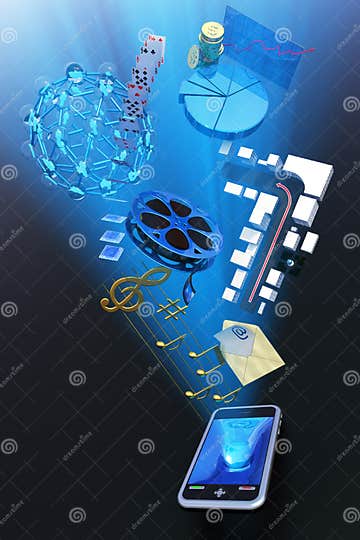 Mobile phone content stock illustration. Illustration of blue - 14220482