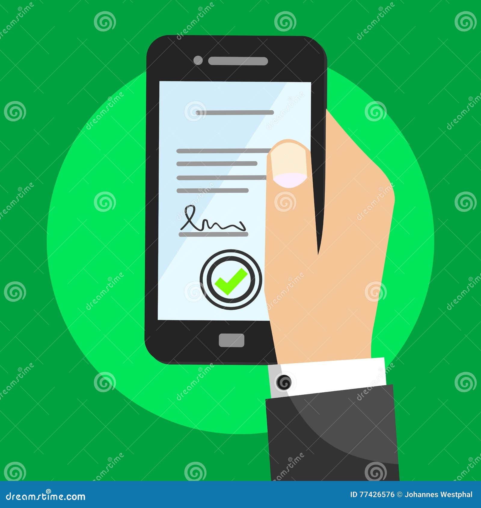 Mobile Phone Contract Vector Illustration with Modern Success Form ...