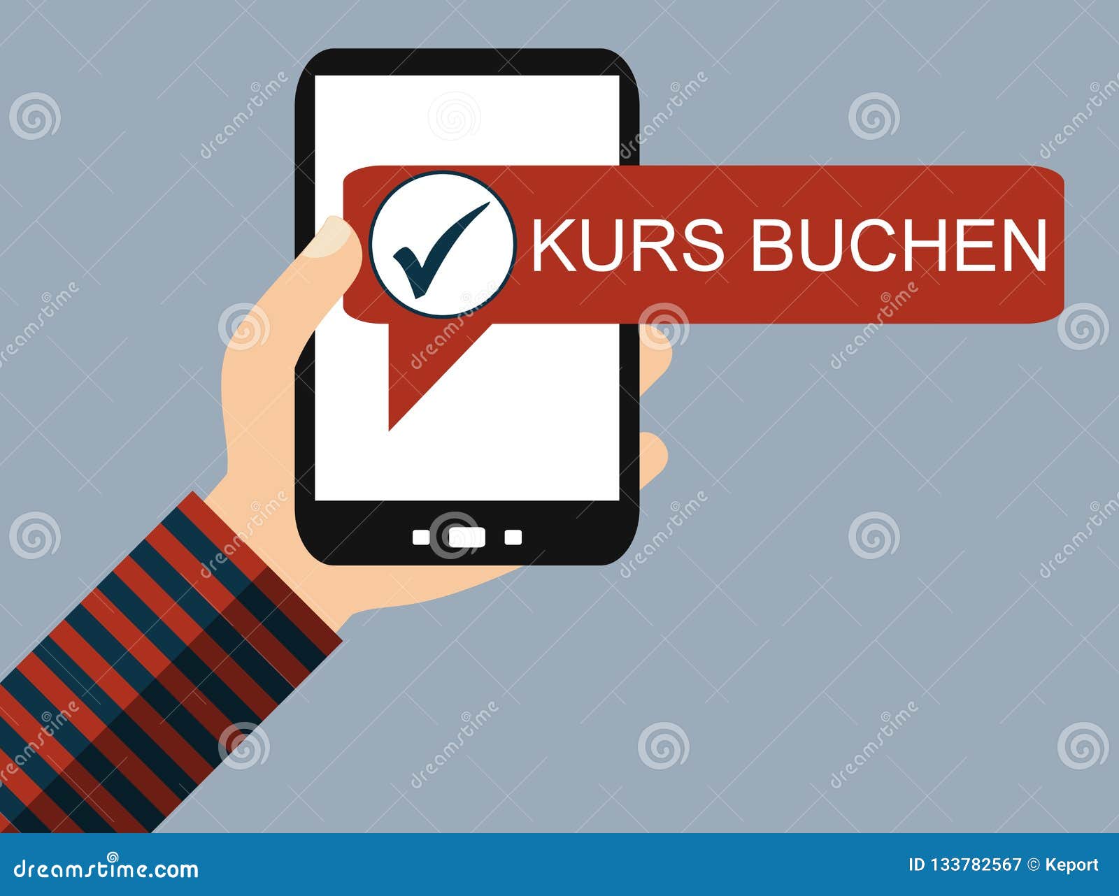 Mobile Phone: Course Booking German - Flat Design Stock Illustration ...