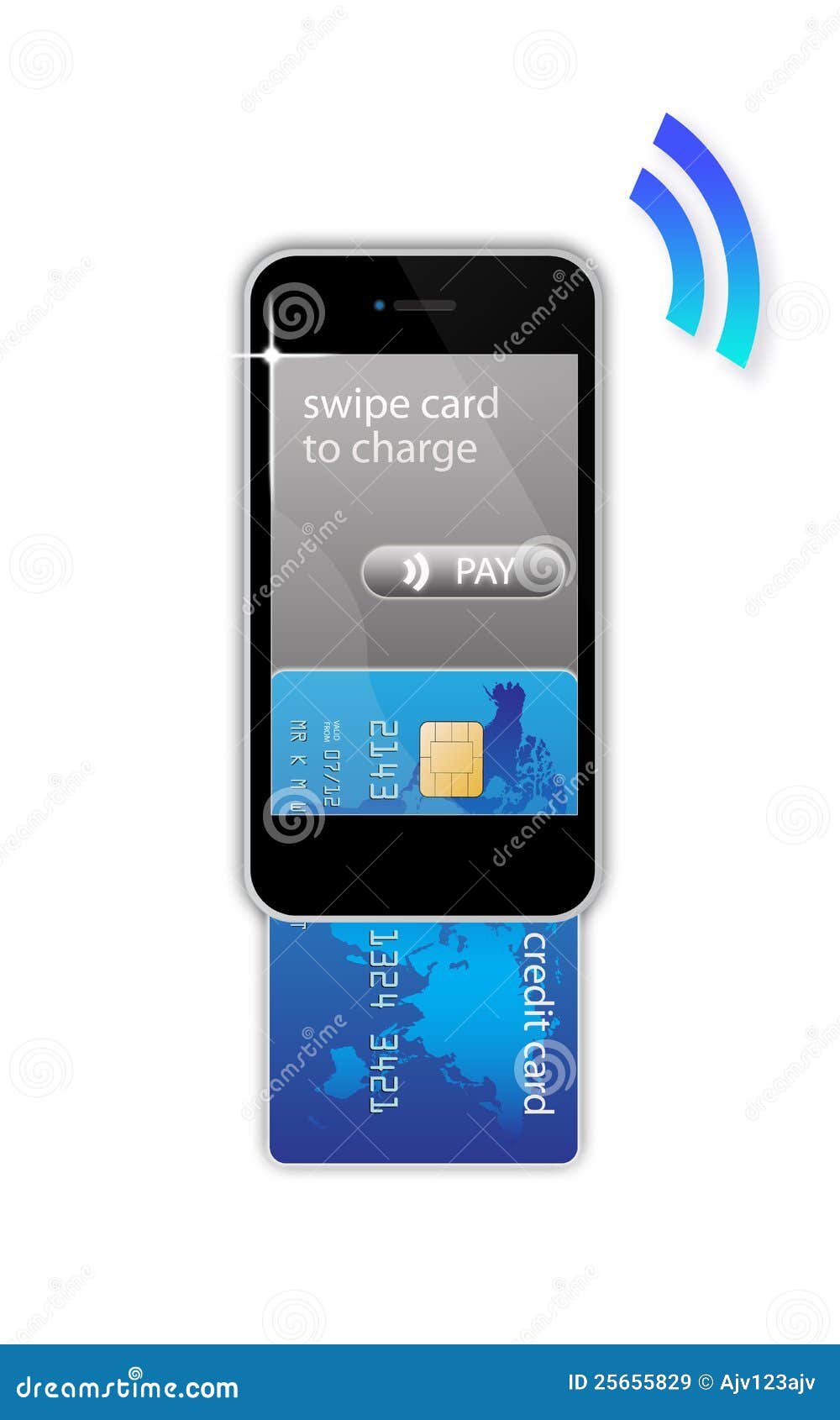 Mobile Phone Credit Card Concept Stock Illustration - Illustration of ...