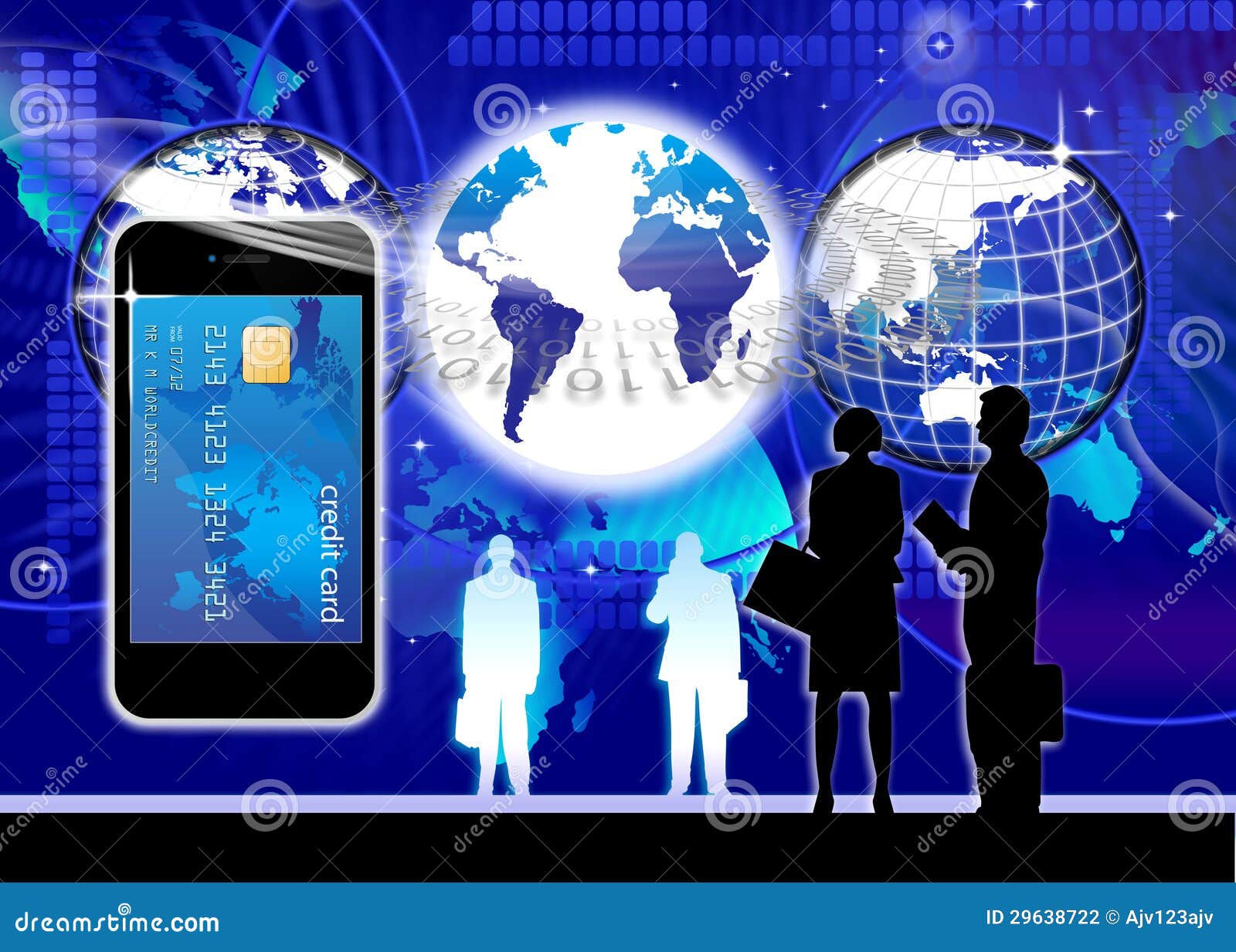 Mobile Phone Credit Card Concept Stock Illustration - Illustration of ...