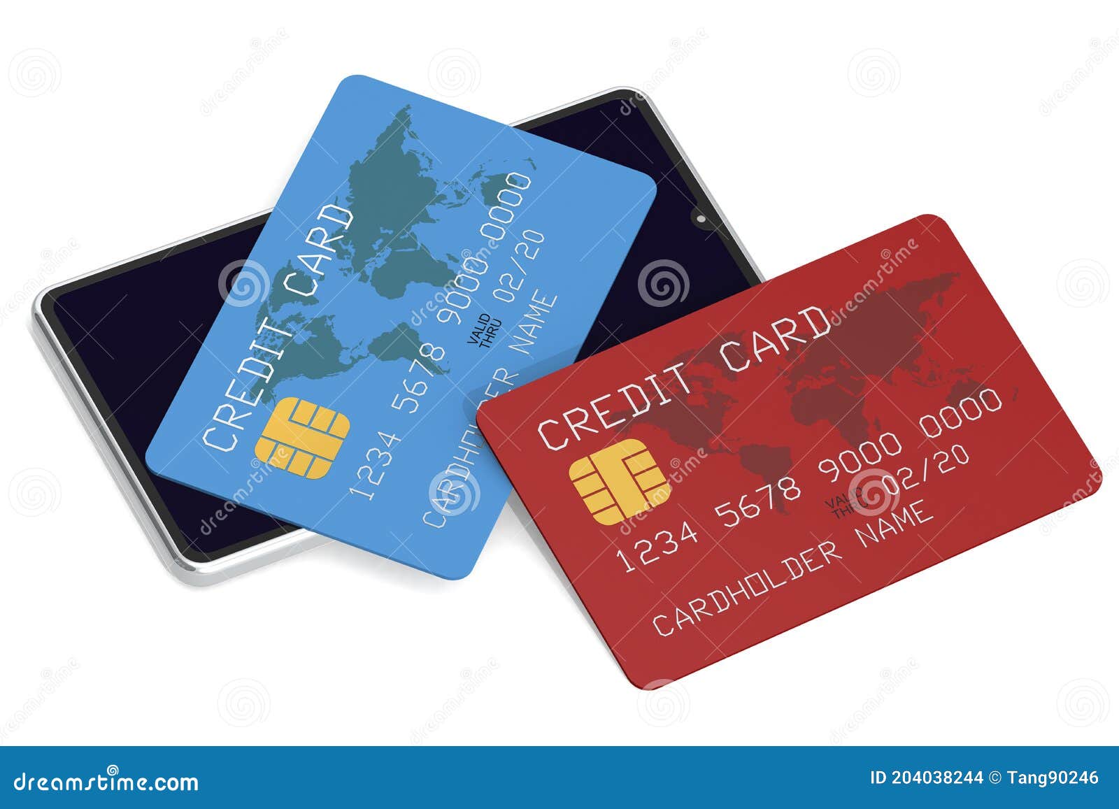 Mobile Phone with Credit Card Stock Illustration - Illustration of ...
