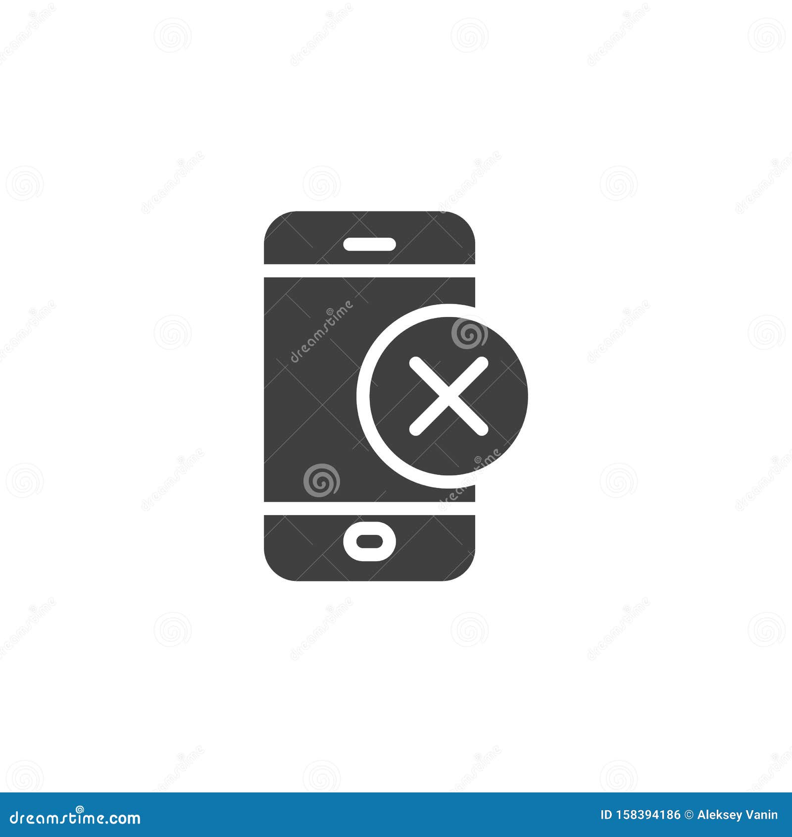 Mobile Phone with Cross Button Vector Icon Stock Vector - Illustration ...