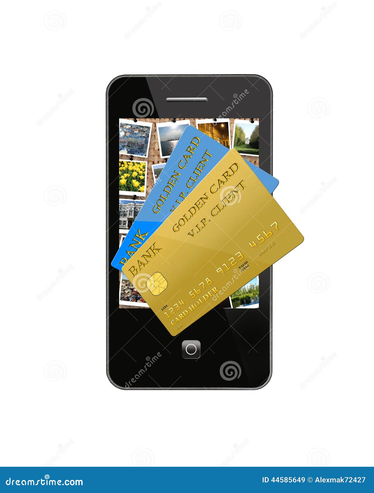Mobile Phone with Different Credit Cards Stock Image - Image of glass ...