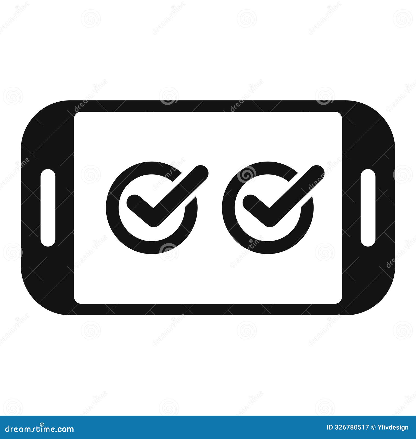 Mobile Phone Displaying Two Check Marks for Verification Stock Vector ...