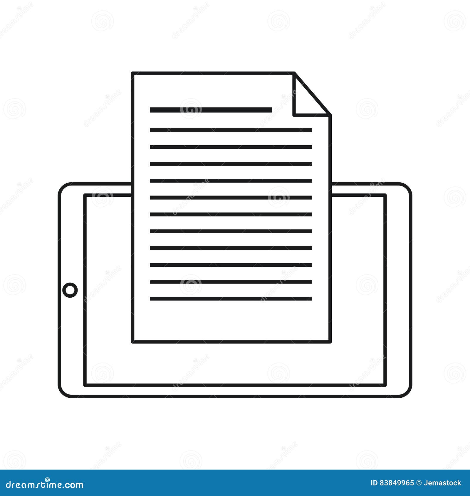 Mobile Phone Document File Paper Digital Line Stock Vector ...