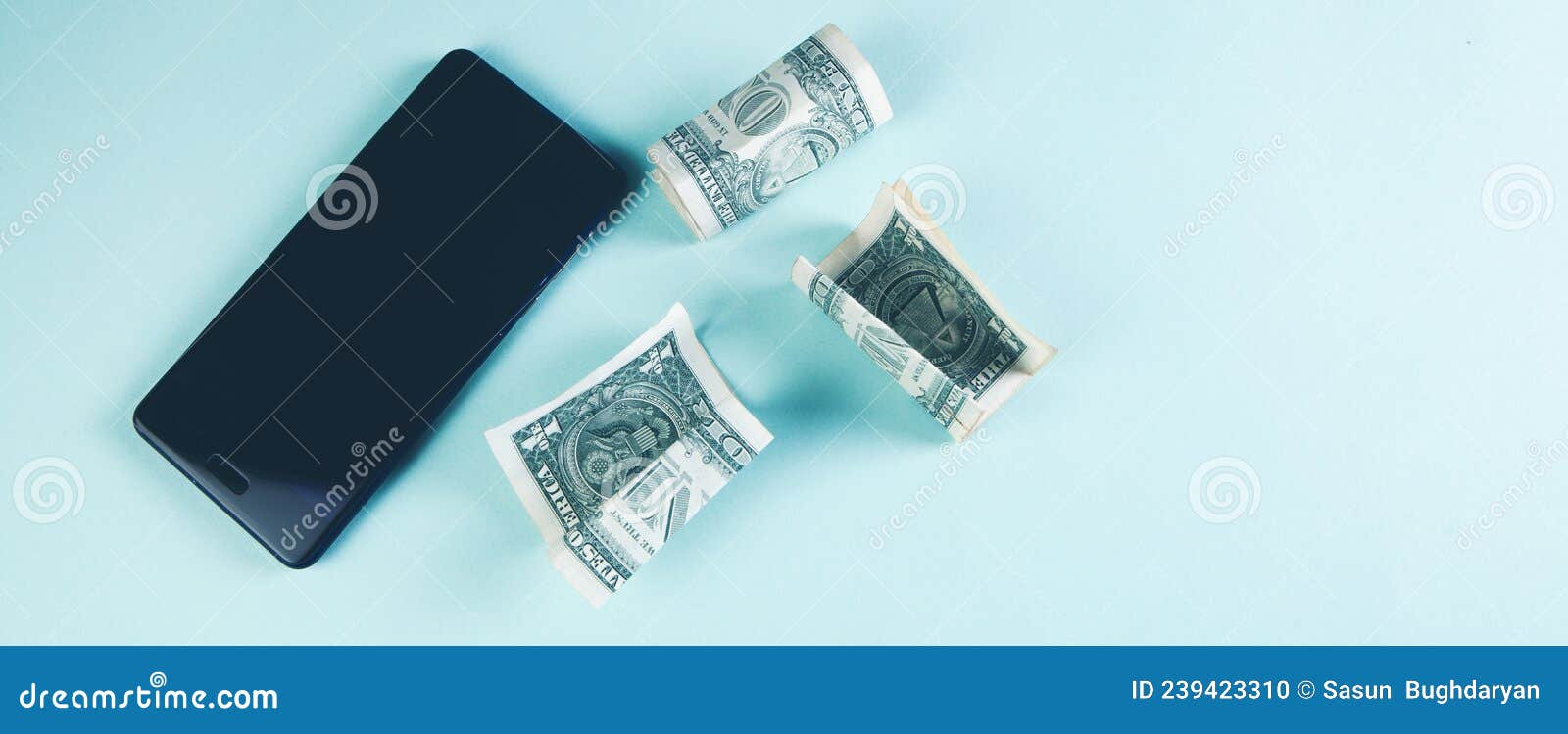 Mobile Phone and Dollar Bills Stock Photo - Image of cash, symbol ...