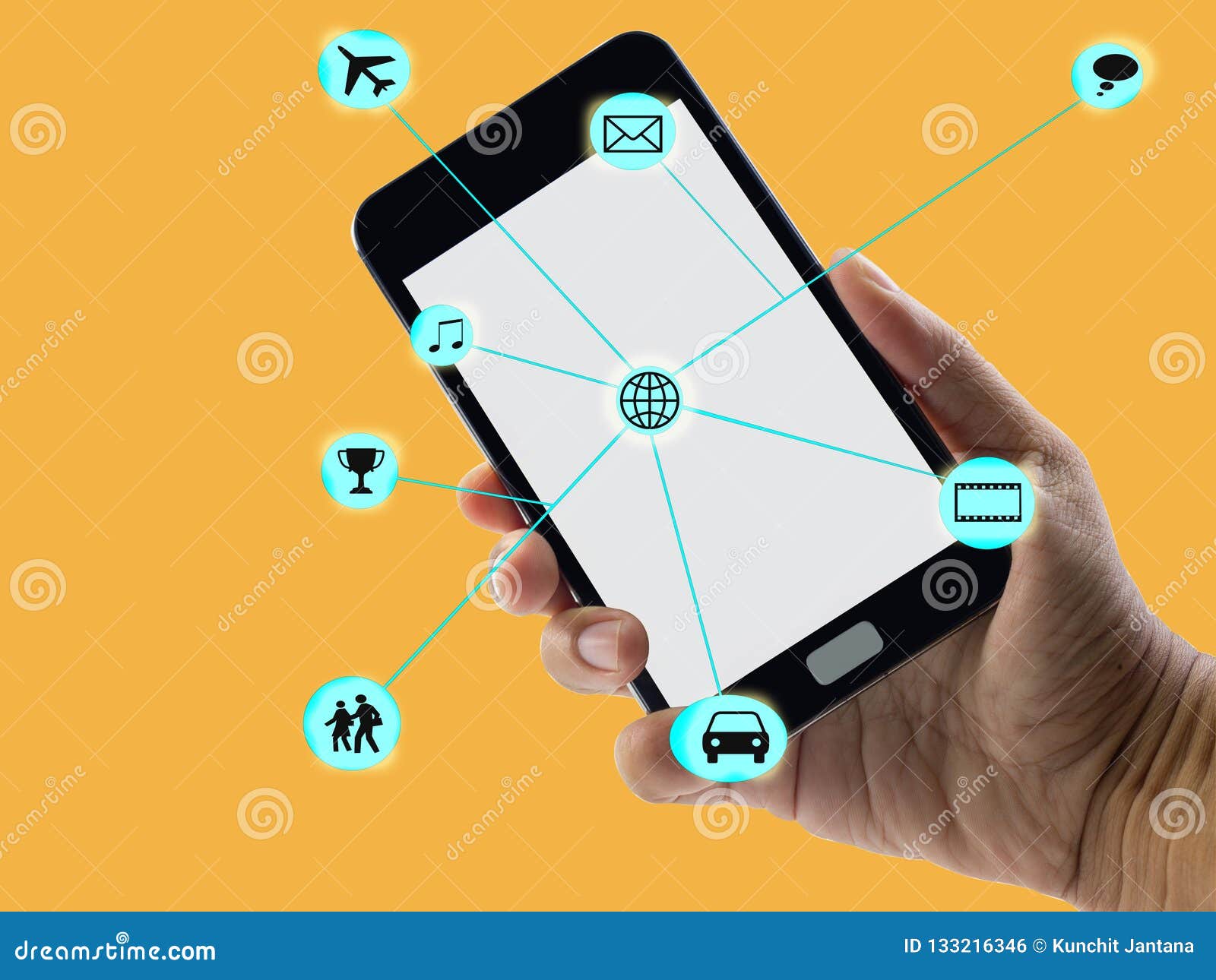 Mobile Phone and Dots Online Communication Network Stock Photo - Image ...