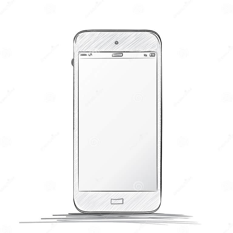 Mobile Phone Drawing stock vector. Illustration of drawing - 48152835