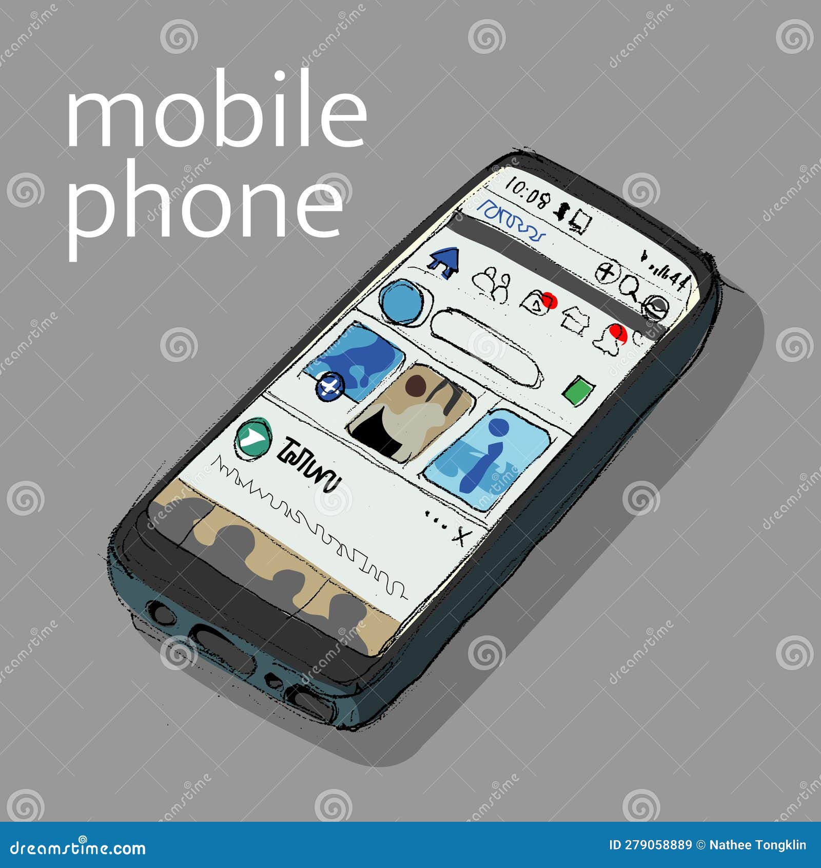 Mobile Phone Drawing Sketch Pencil Style Stock Illustration ...