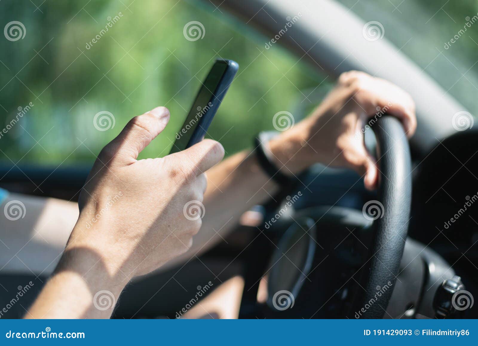 Mobile Phone in Driver Hands Stock Image - Image of wheel, closeup ...