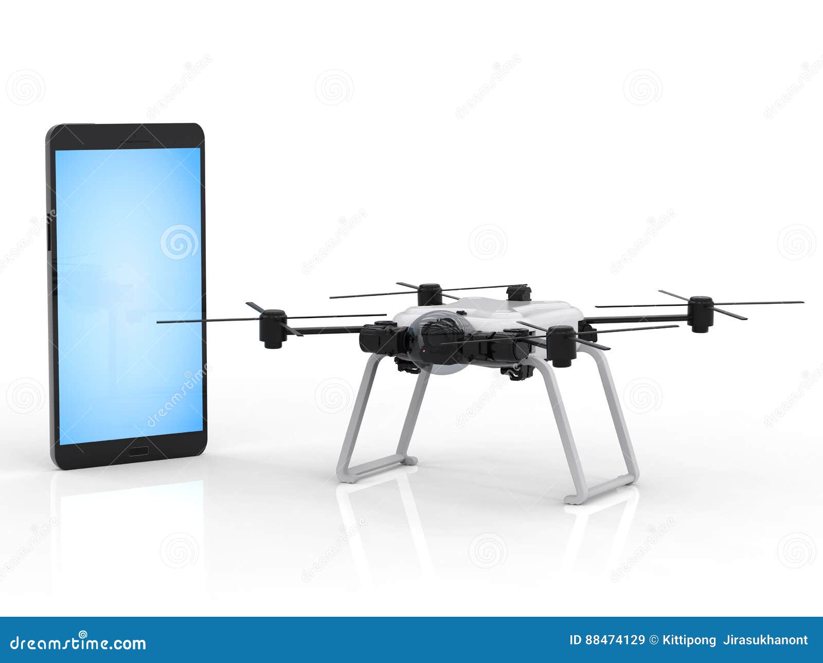 Mobile phone with drone stock image. Image of monitoring - 88474129