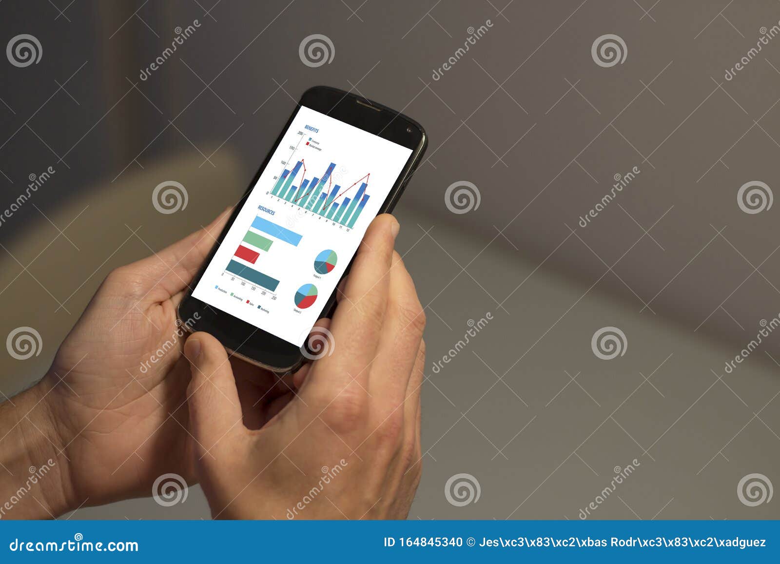 Mobile Phone with Economic Data Graph on the Screen Stock Photo - Image ...