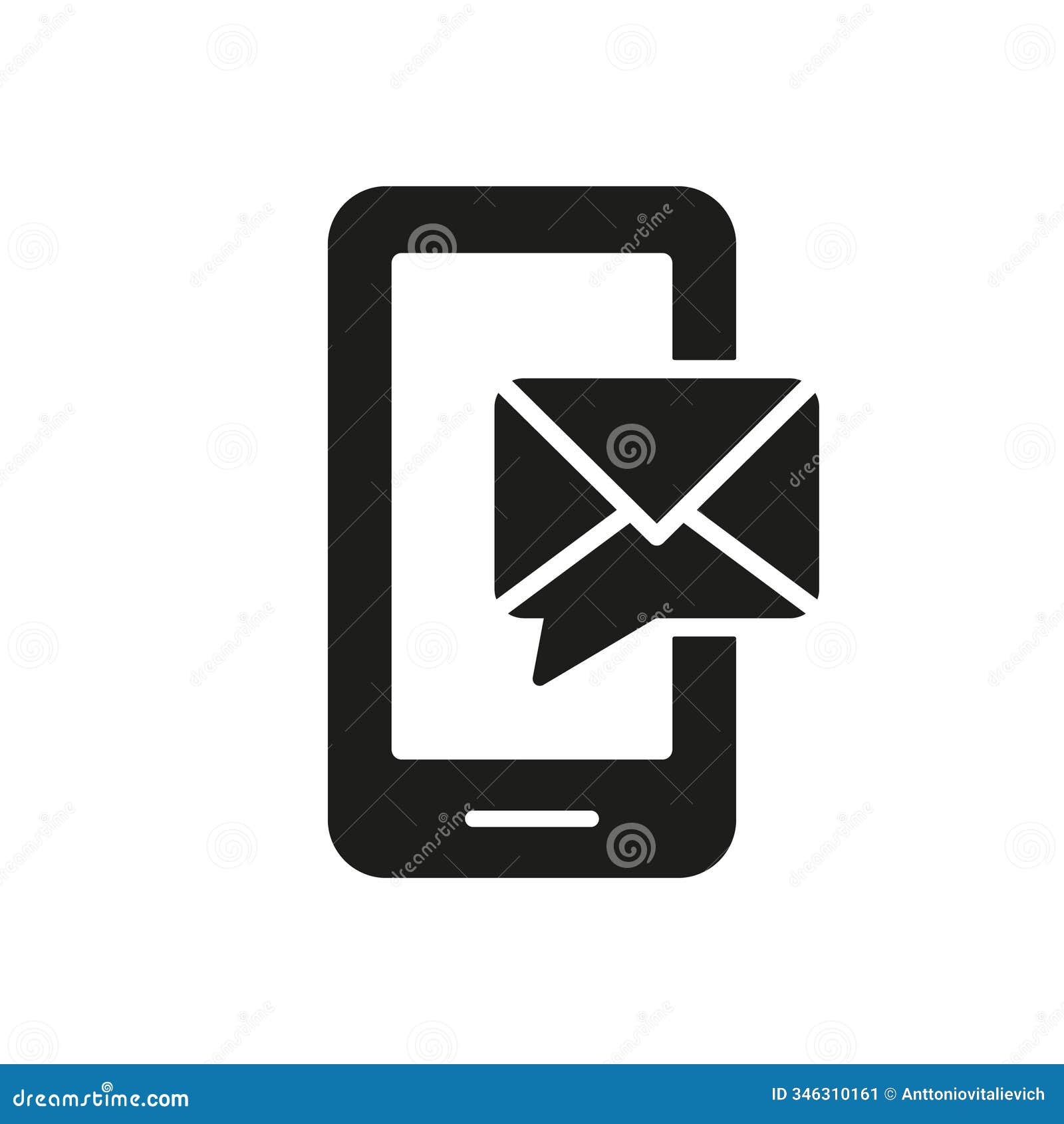 Mobile Phone with Email Message Silhouette Icon, Communication and ...