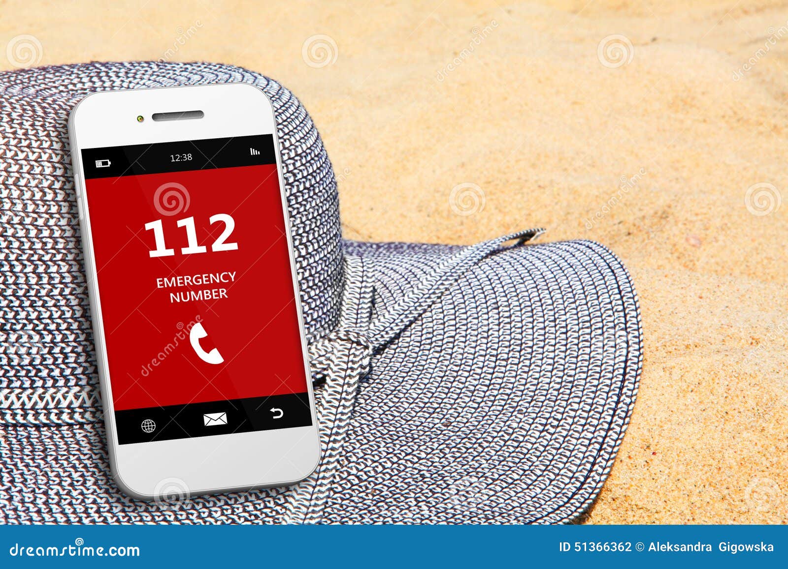 Mobile Phone with Emergency Number 112 on the Beach Stock Photo - Image ...