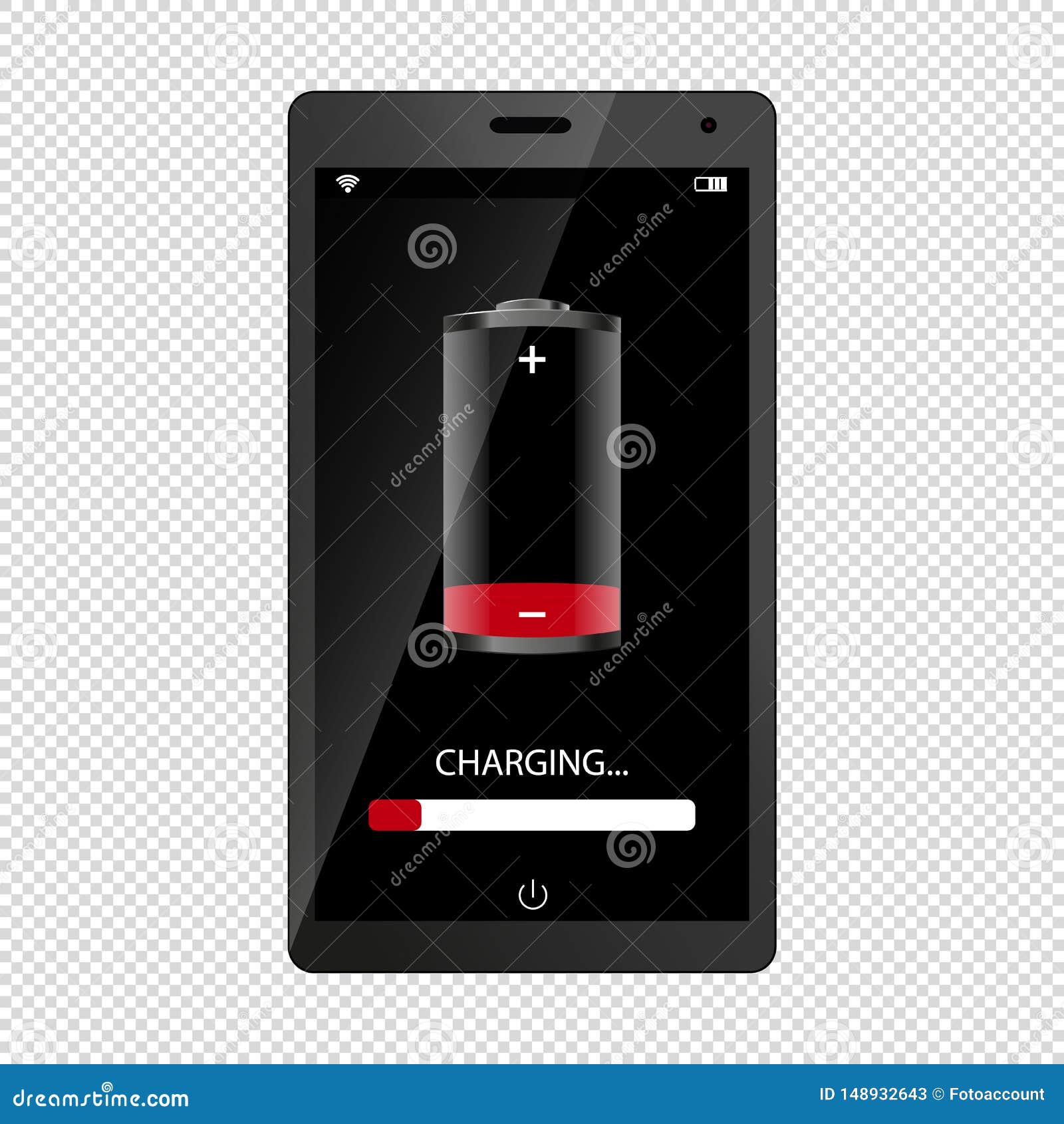 Mobile Phone with Empty Battery Sign on Screen - Vector Illustration ...