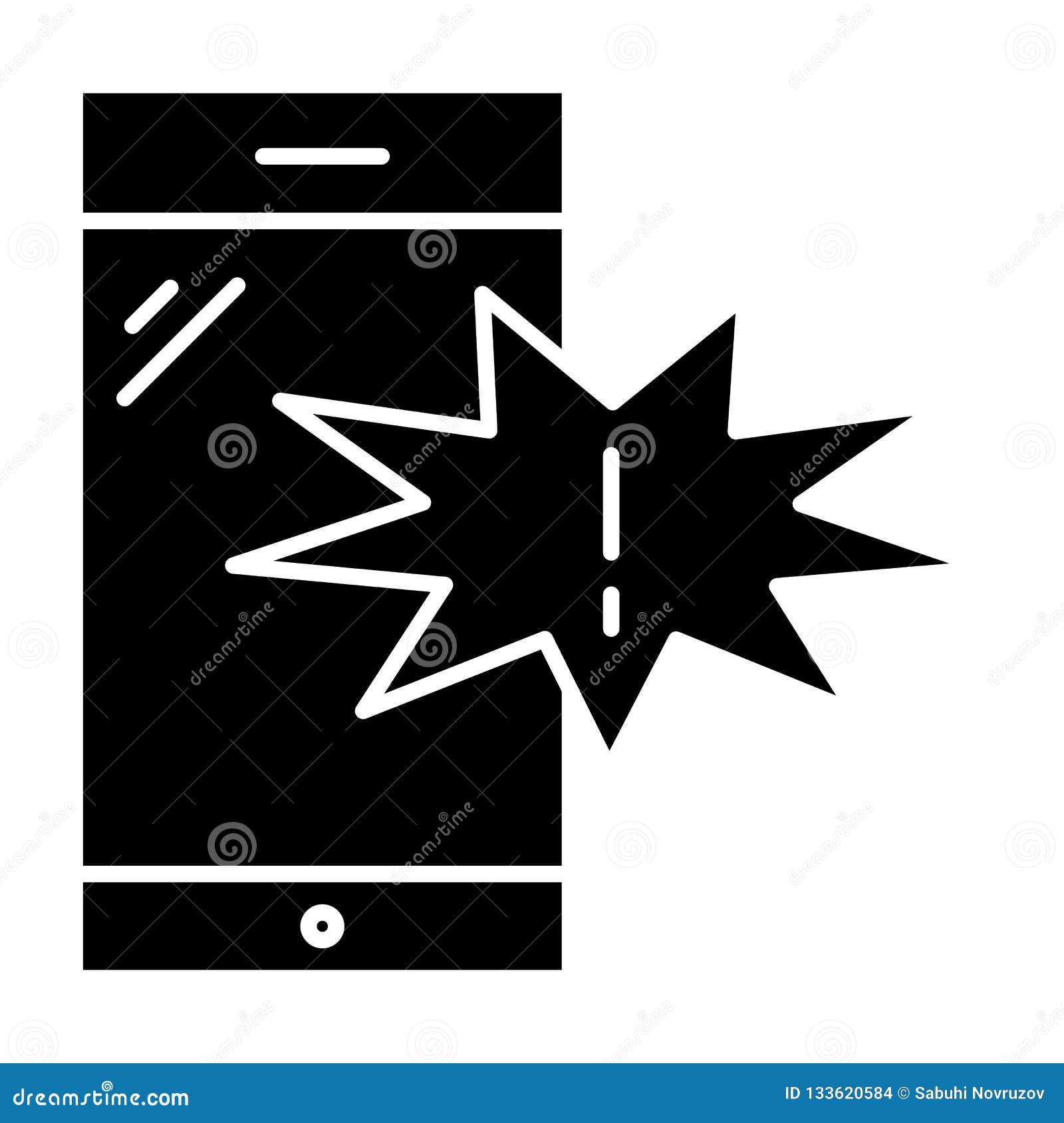 Mobile Phone with Exclamation Mark Solid Icon. Notification on ...