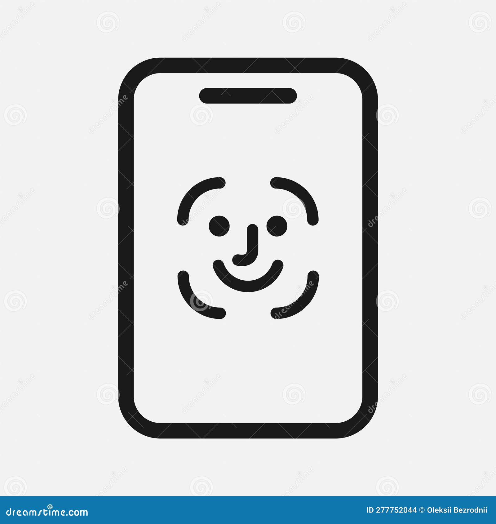 Mobile Phone Face Recognition Id Icon Stock Illustration - Illustration ...