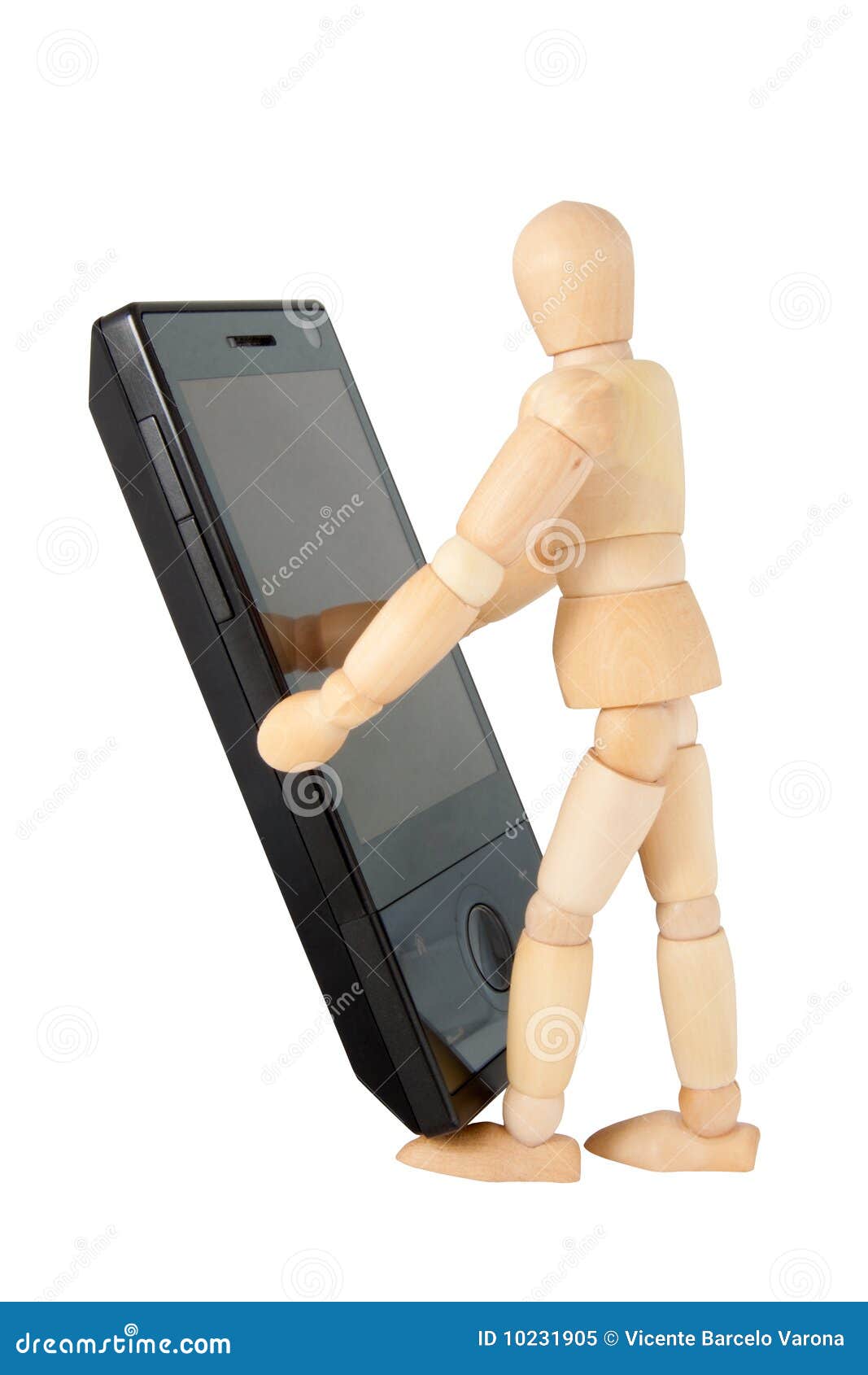 Mobile phone and figurine stock image. Image of model - 10231905