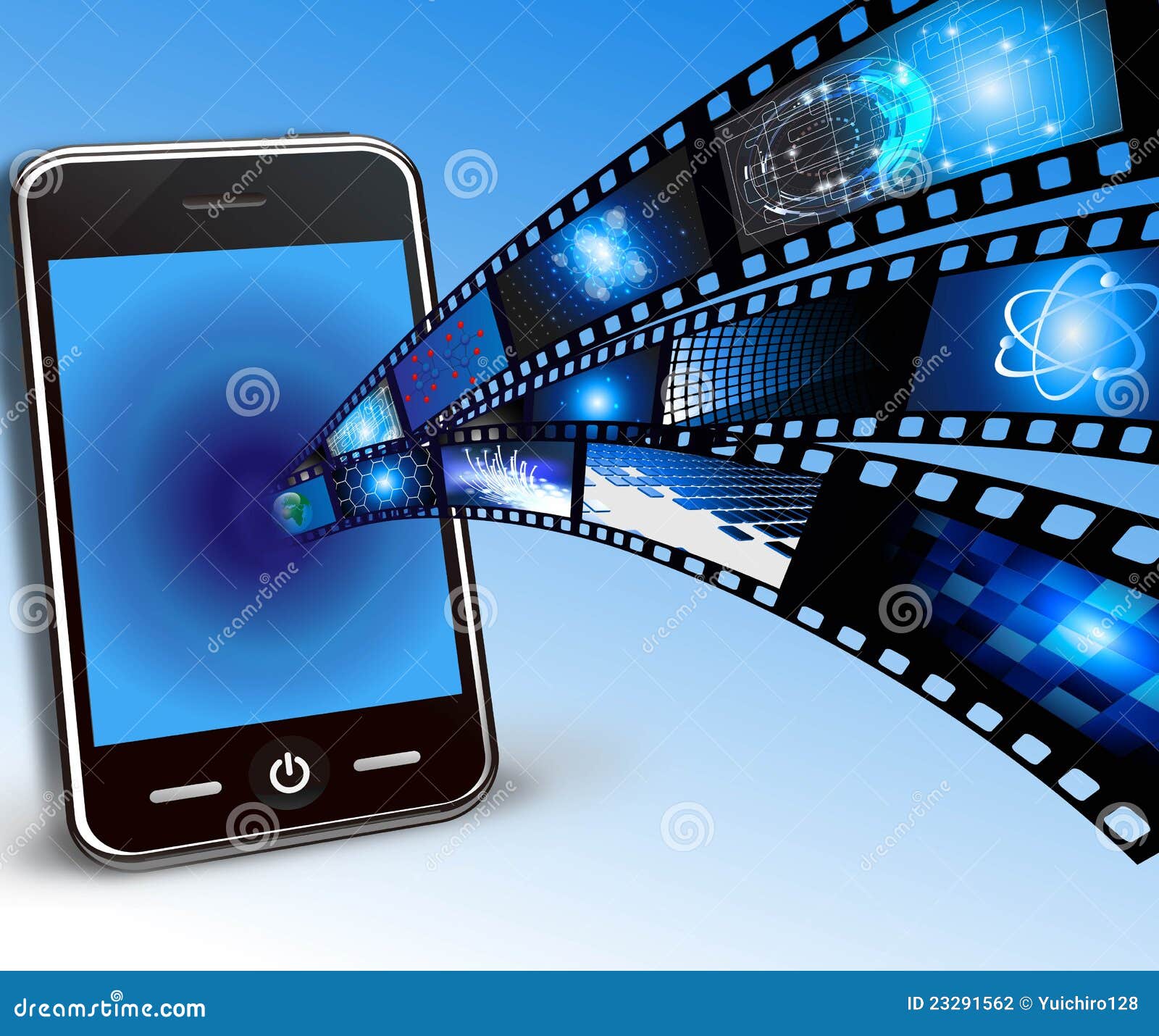 Mobile phone and films stock illustration. Illustration of communicator ...