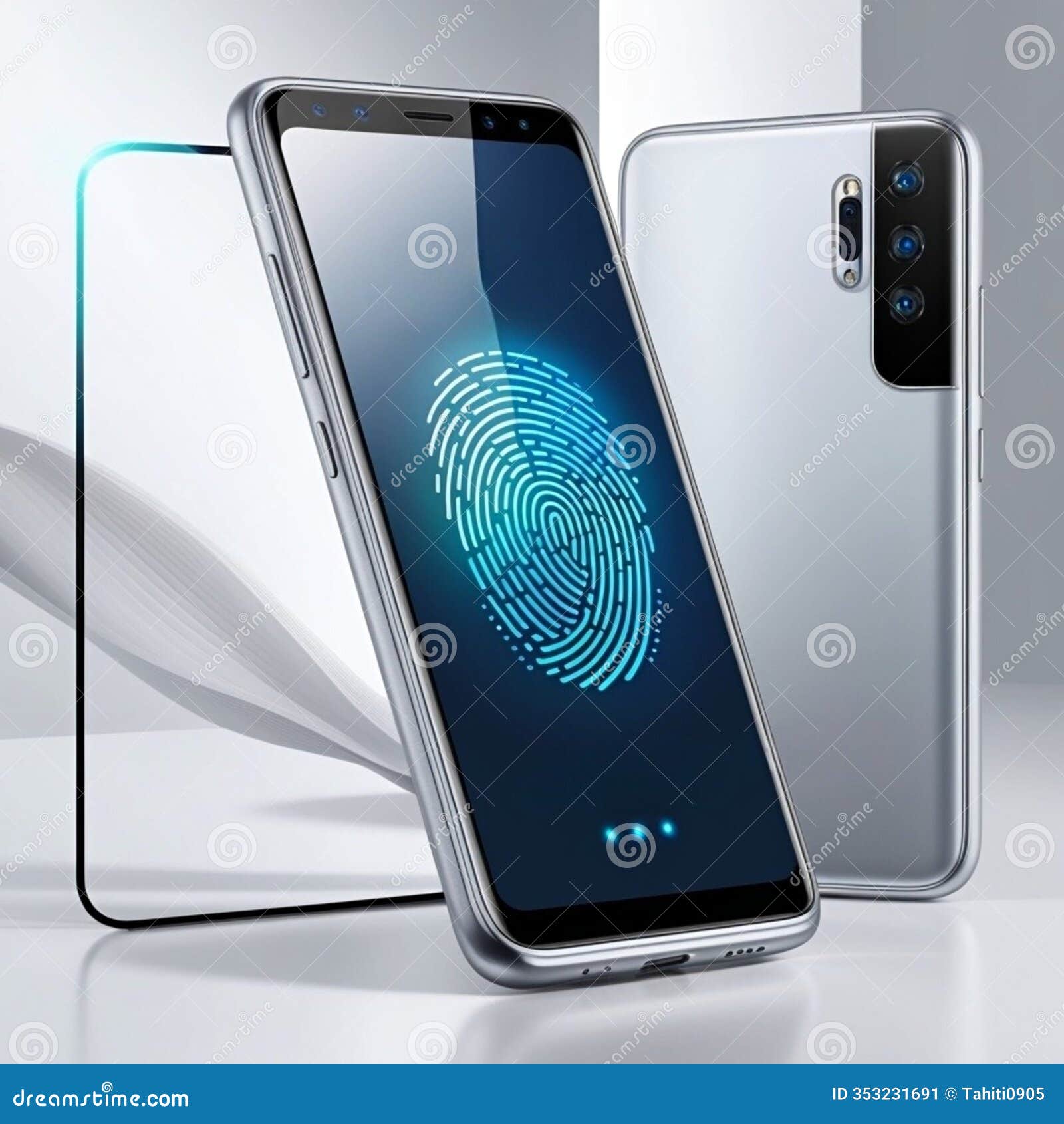 Mobile Phone with Fingerprint Recognition Interface Stock Image - Image ...