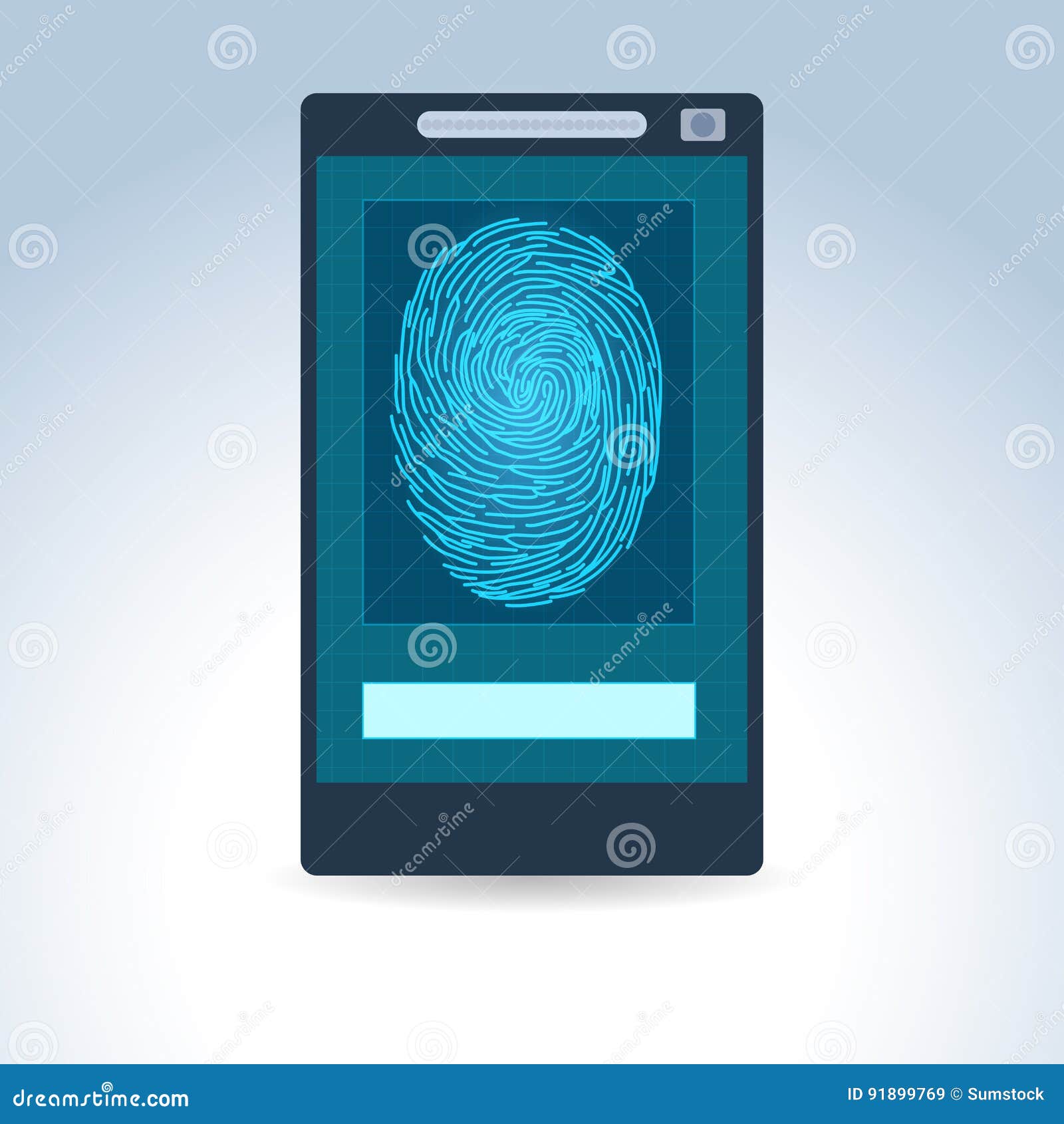 Mobile Phone with Fingerprint Scan Stock Vector - Illustration of ...