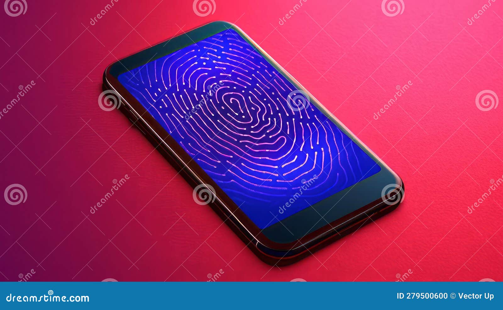 Mobile Phone with Fingerprint on Screen. Generative AI Stock ...