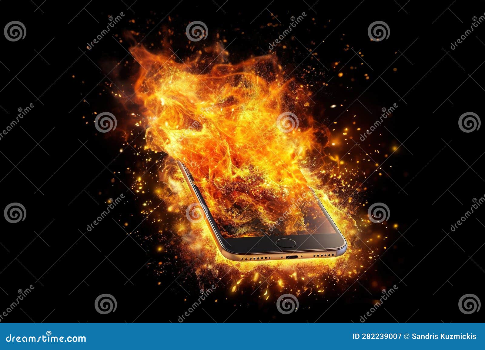 Mobile Phone in Fire. Generative AI Stock Image - Image of flame ...