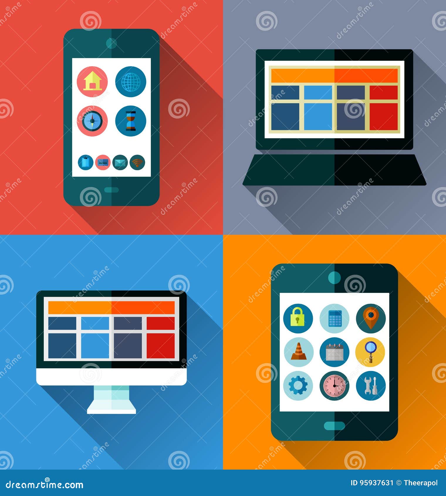 Mobile phone flat design stock illustration. Illustration of ...
