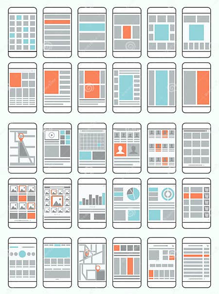 Mobile Phone Flowcharts, Wireframes Stock Vector - Illustration of ...