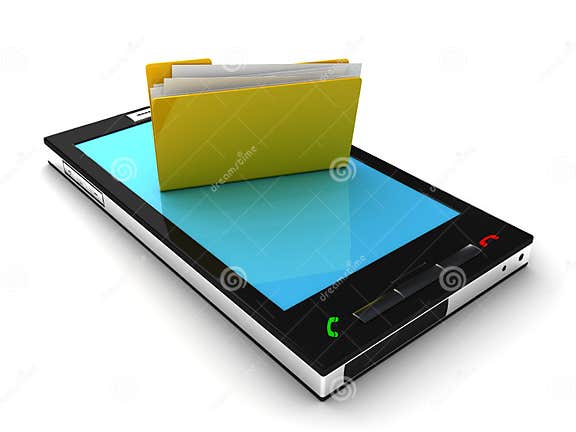 Mobile phone and folder stock illustration. Illustration of document ...