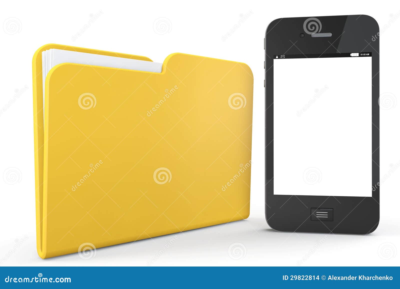 Mobile Phone with Folder stock illustration. Illustration of black ...
