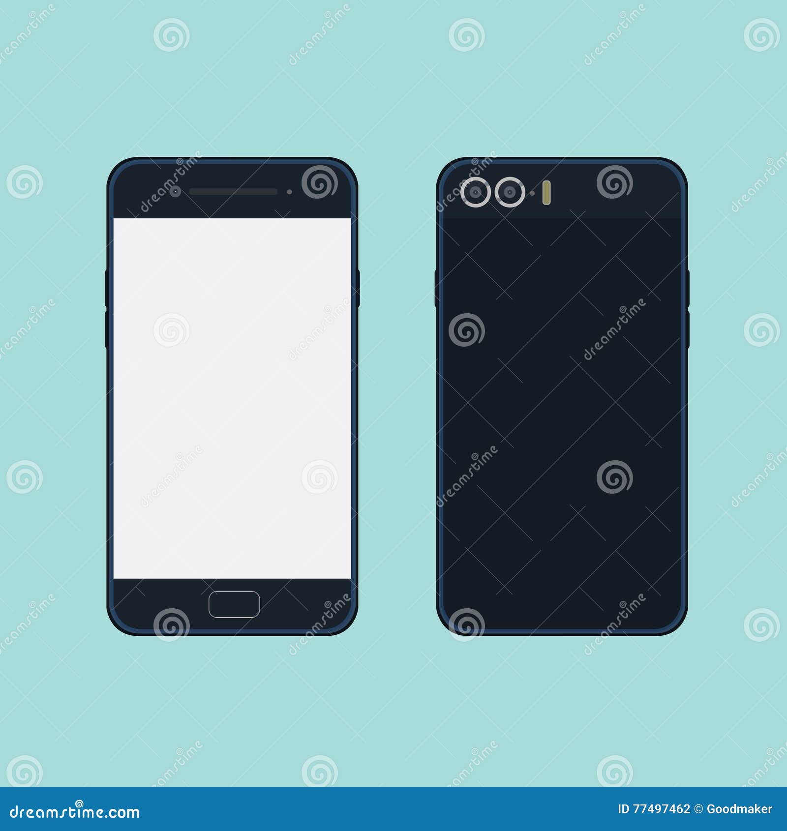 Mobile Phone Front and Back Stock Illustration - Illustration of ...