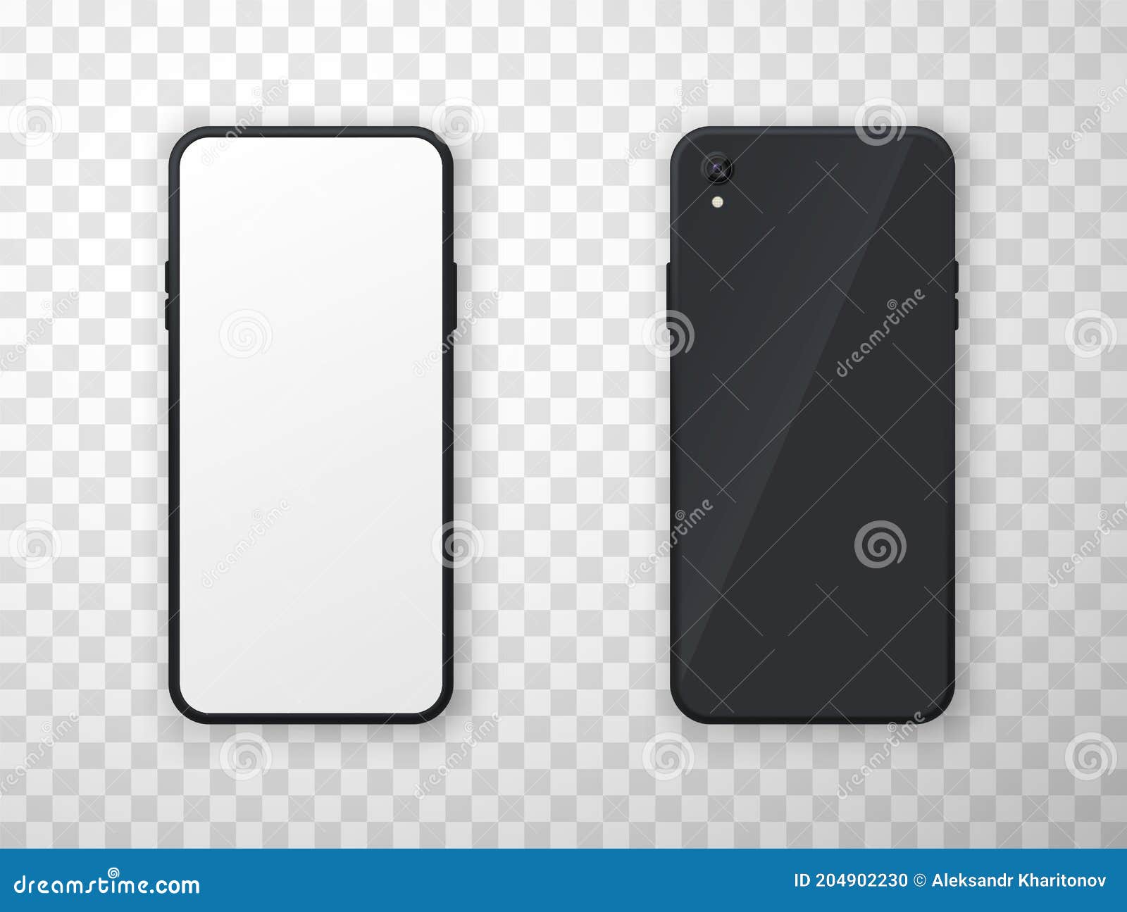 Mobile Phone Front and Back View Realistic Template. Frameless ...