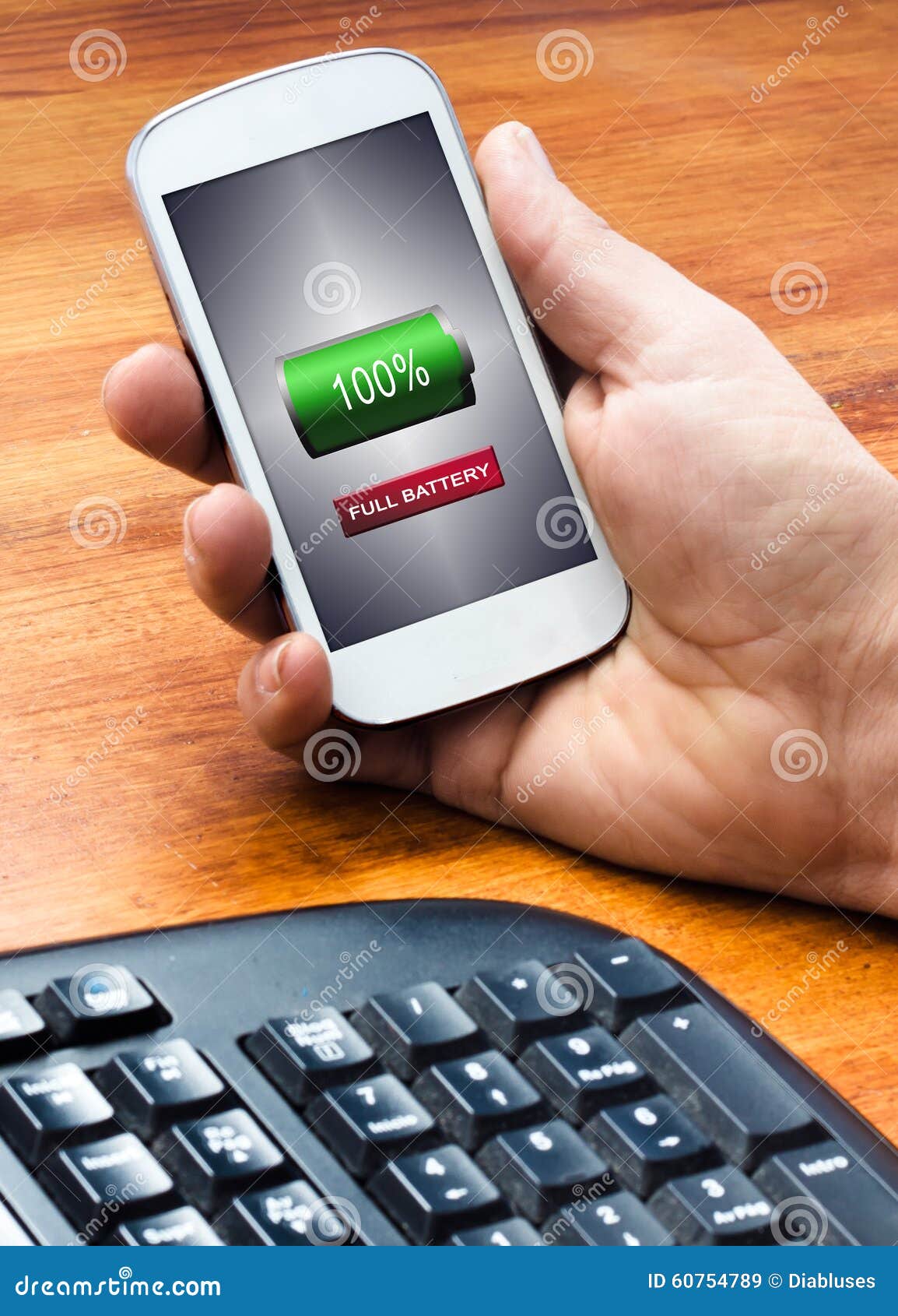 Mobile Phone with a Full Battery Icon at Screen Stock Image - Image of ...