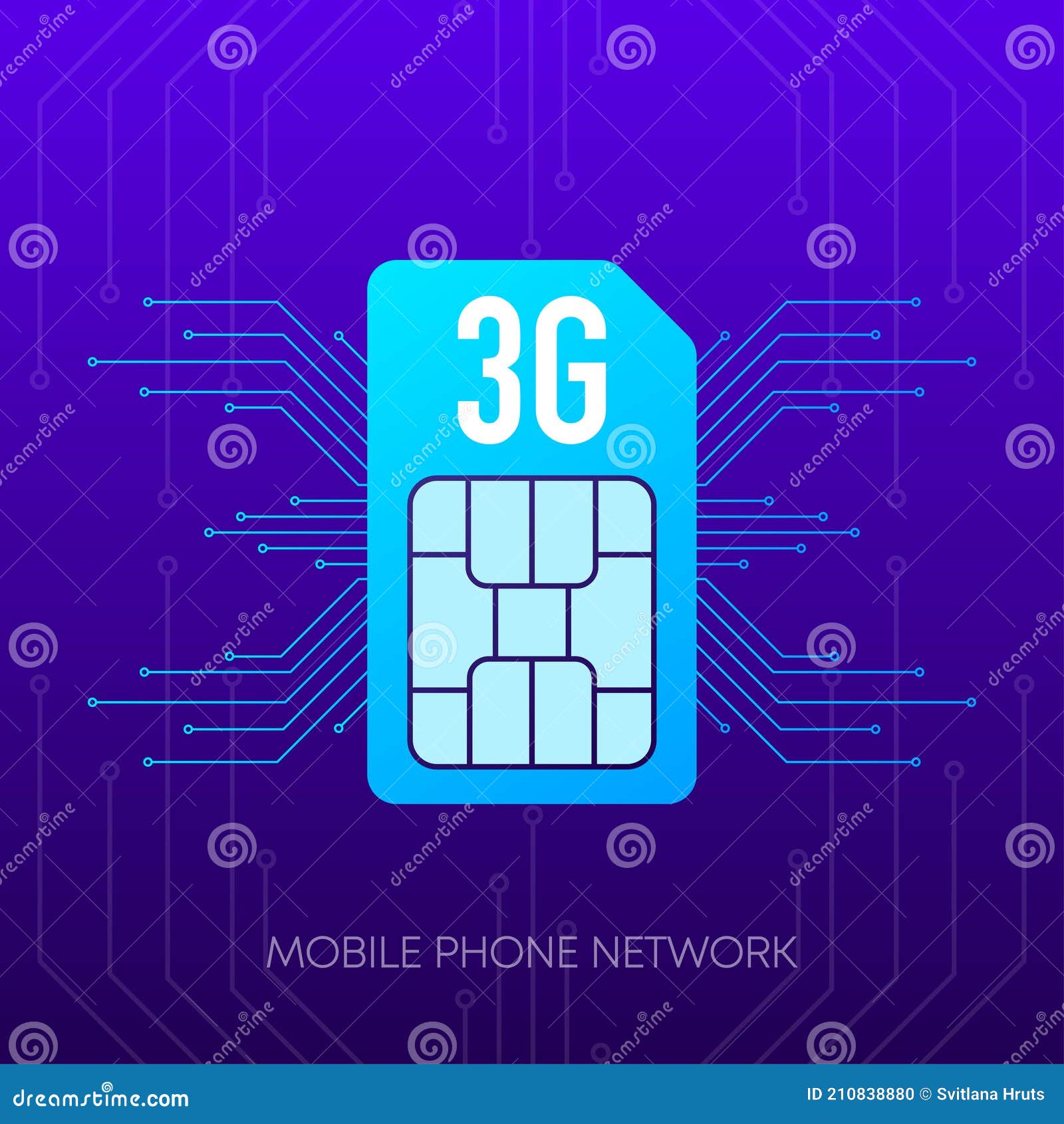 Mobile Phone 3G Network Logo Sim Card on Gradient Abstract Background ...