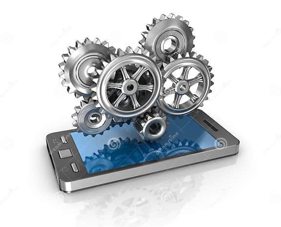 Mobile Phone and Gears. Application Development Concept Stock ...