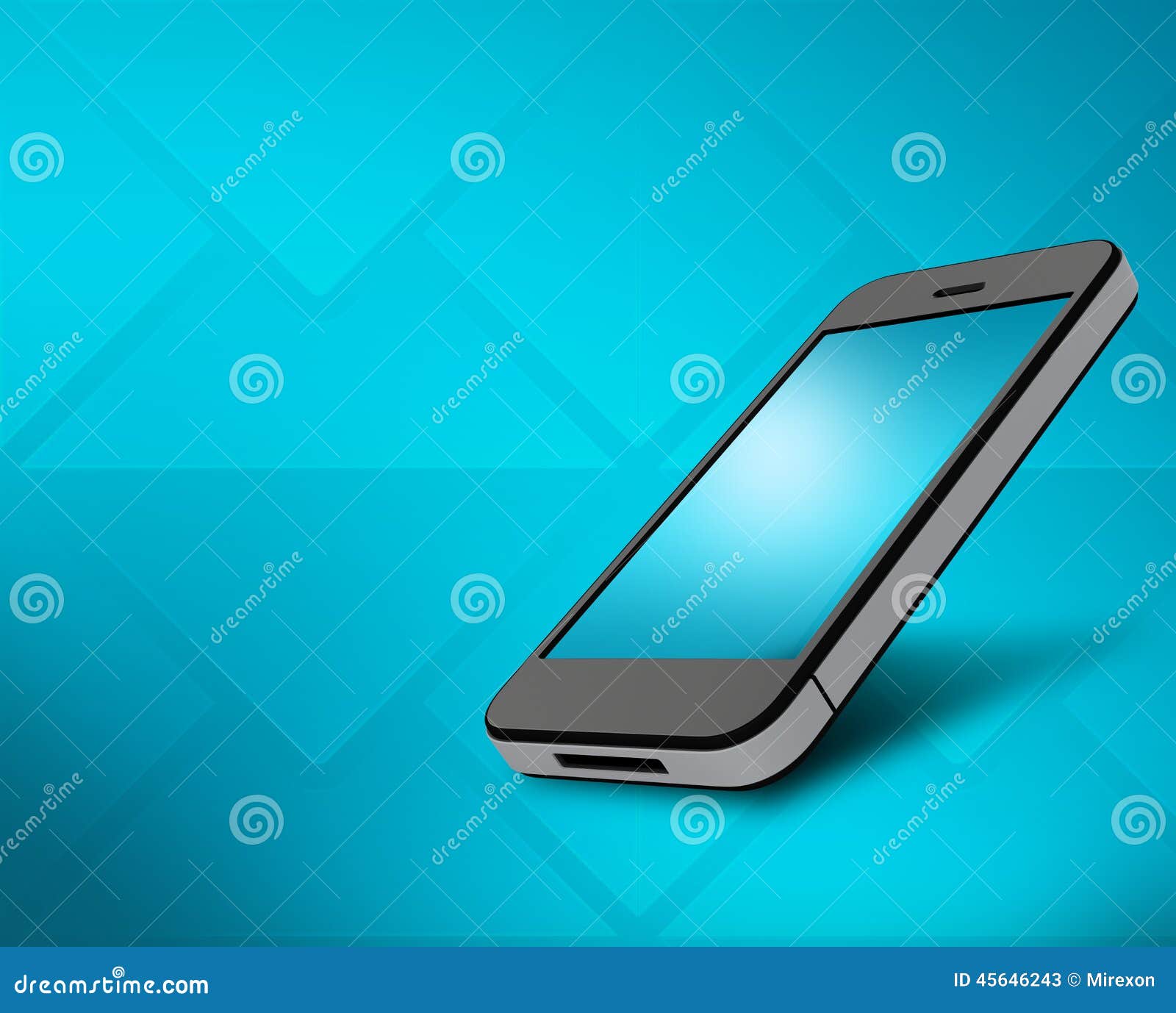 Mobile Phone with a Glossy Screen on Blue Stock Illustration ...