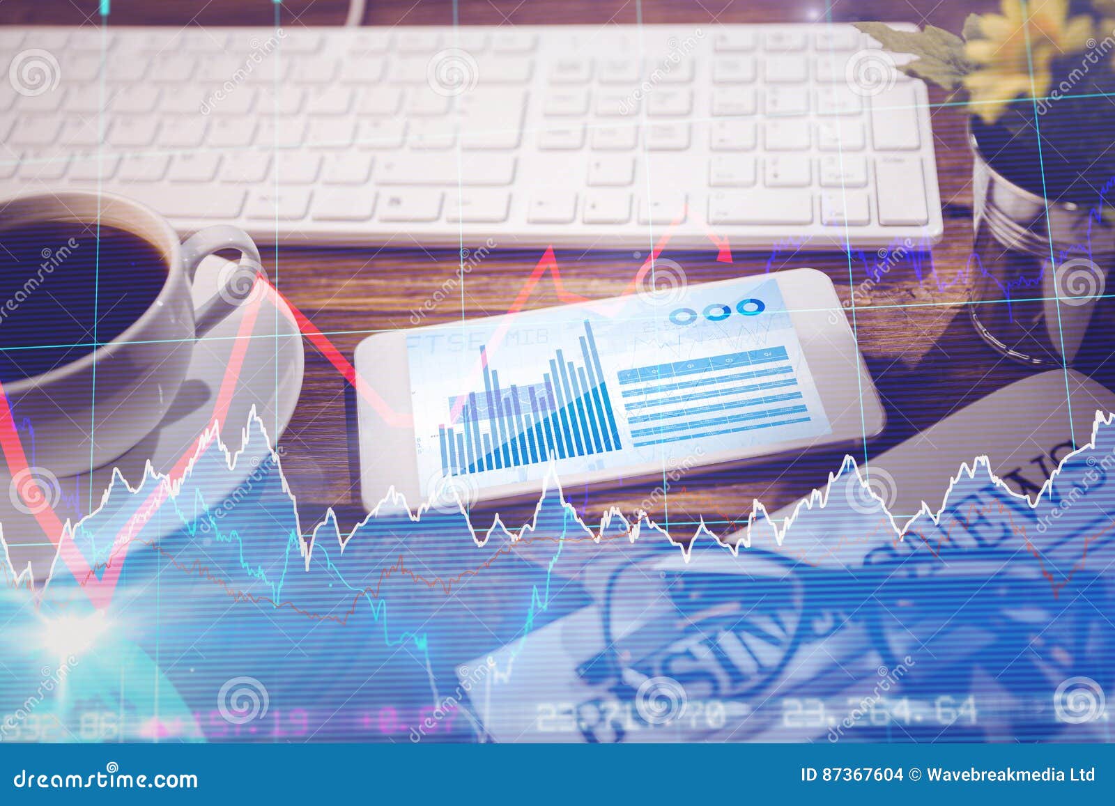 Mobile Phone with Graph on Screen Stock Photo - Image of copy, fixture ...