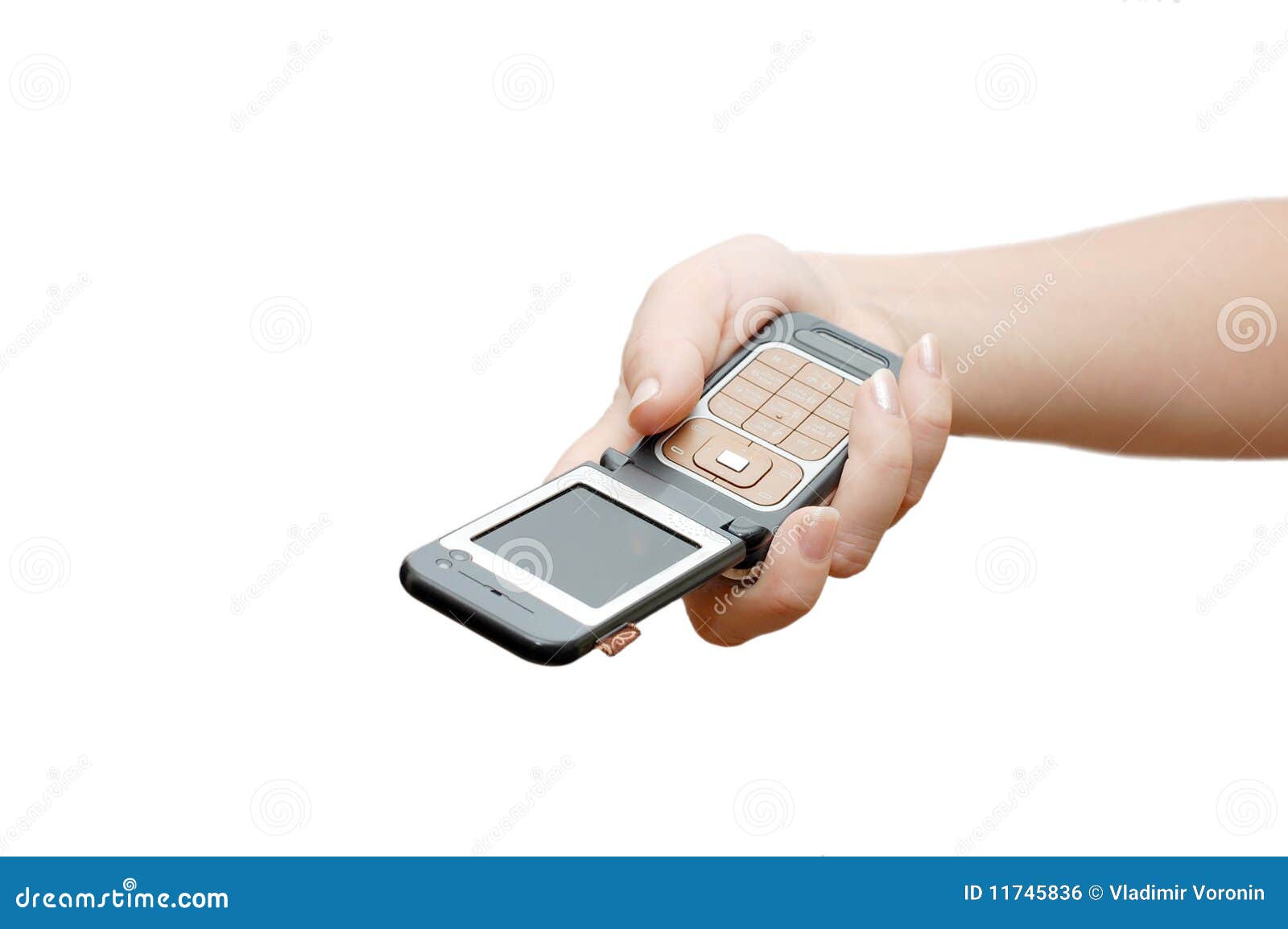 Mobile phone in hand stock photo. Image of cell, keyboard - 11745836