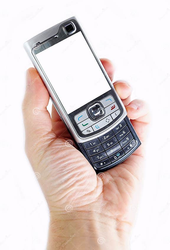 Mobile phone in hand stock image. Image of custom, black - 13187891
