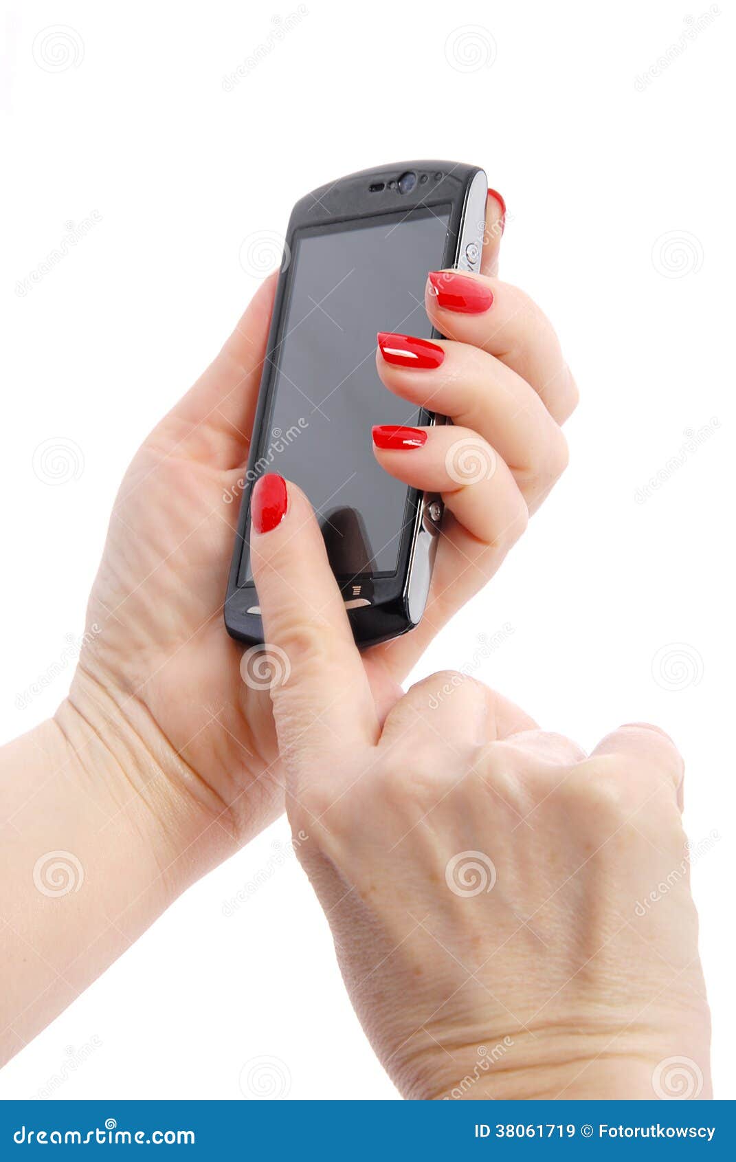 Mobile phone with hand stock image. Image of hand, button - 38061719