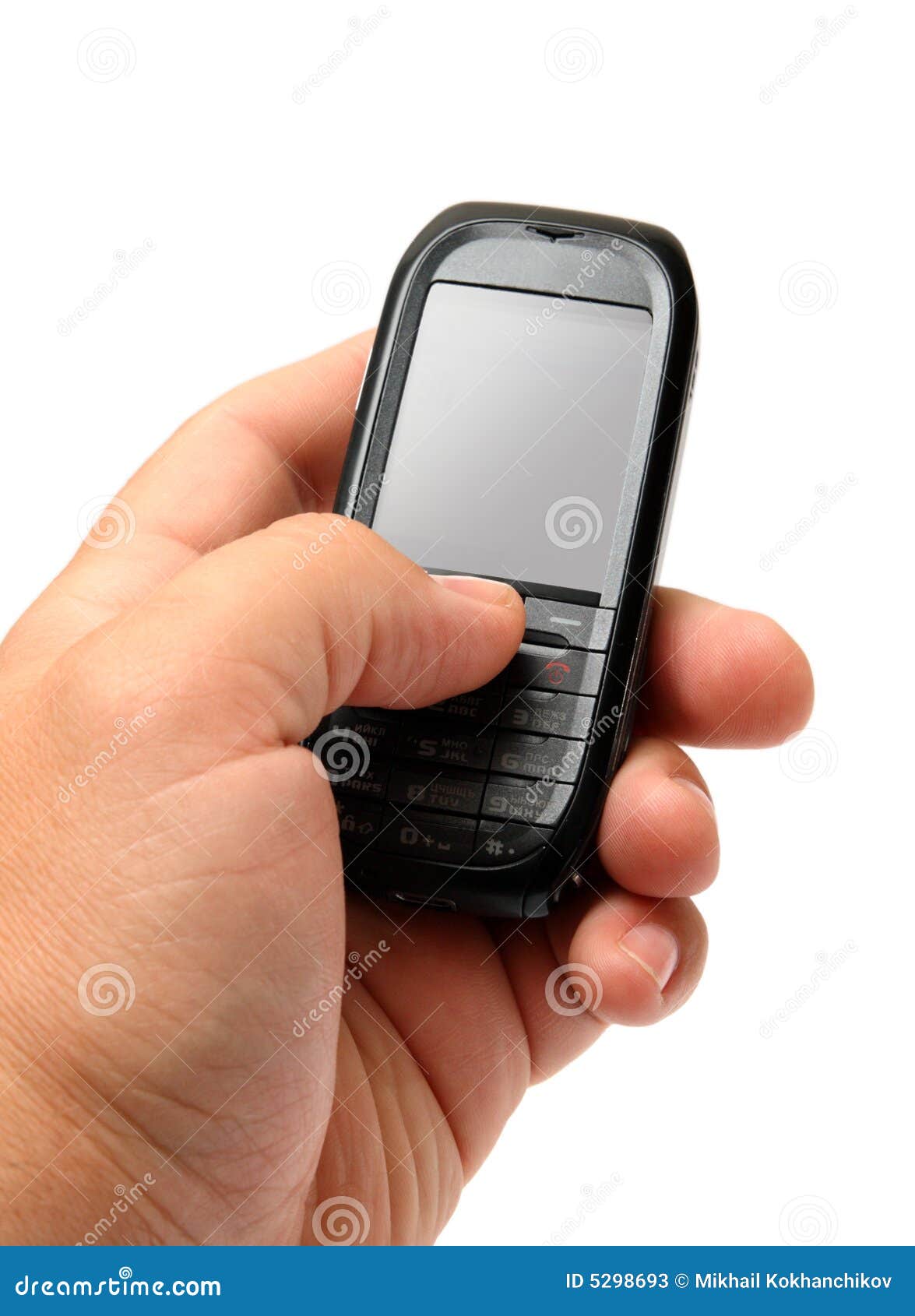 Mobile phone in hand stock image. Image of close, hand - 5298693