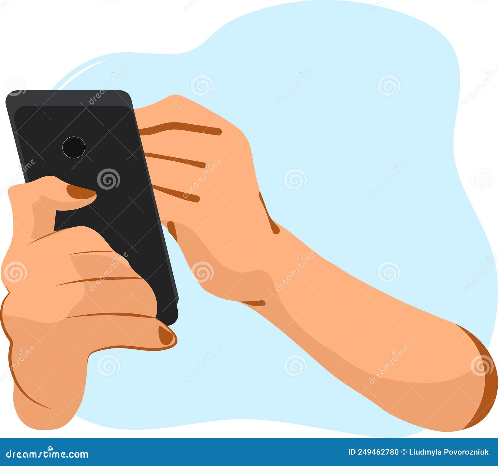 Mobile phone in hand stock vector. Illustration of white - 249462780