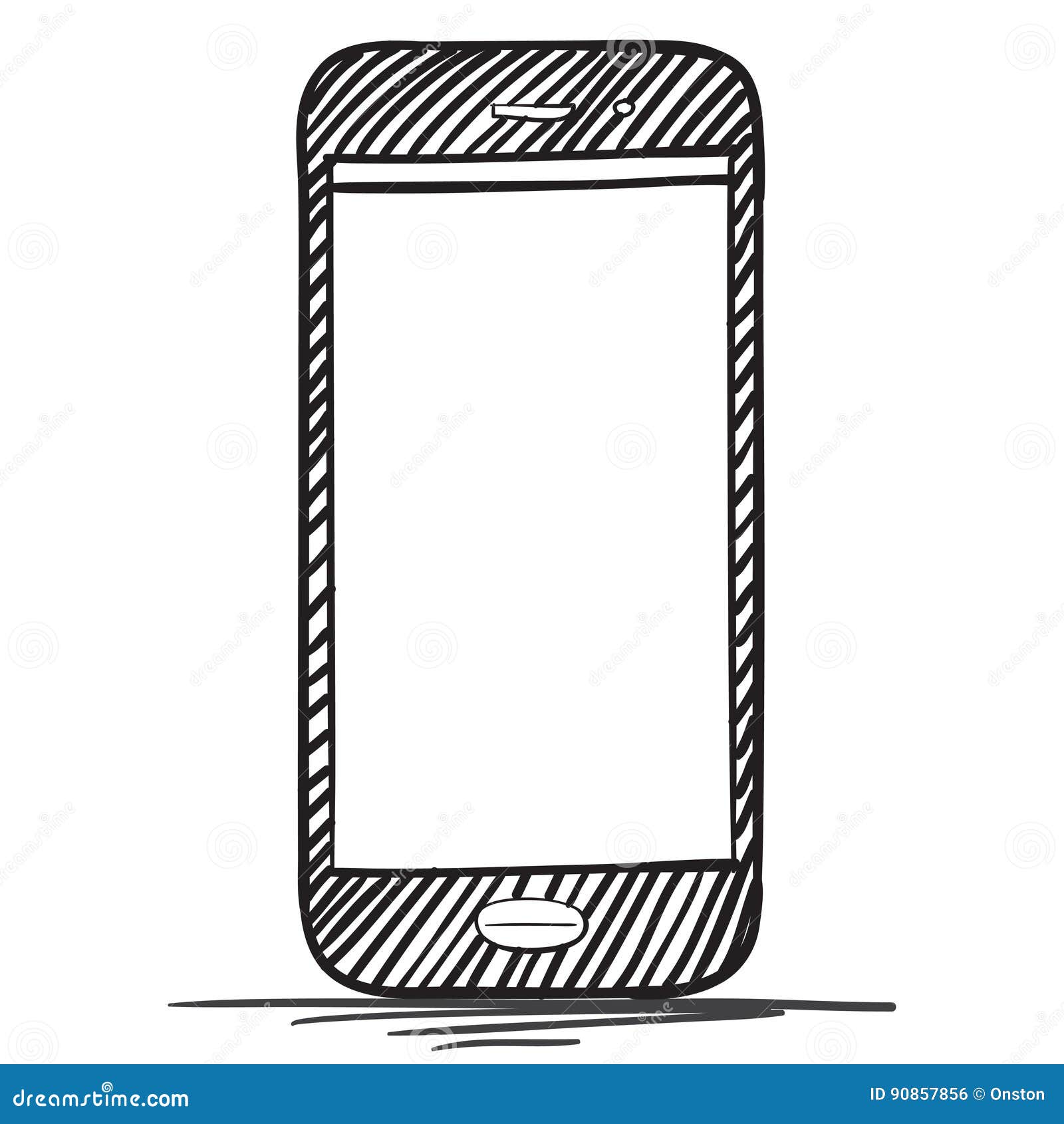 Mobile Phone Hand Drawn Vector Illustration Stock Vector - Illustration ...