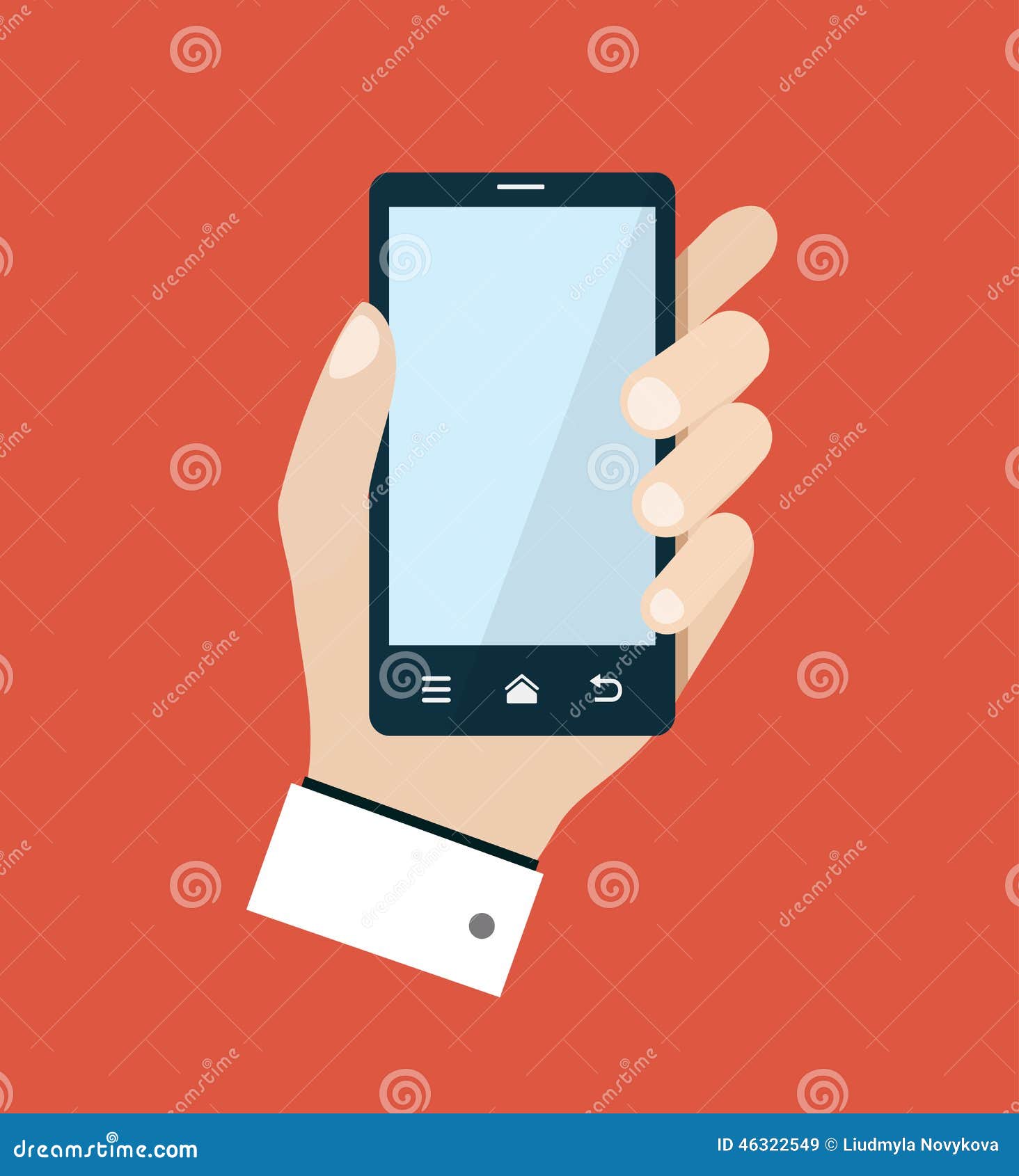 Mobile Phone with Hand Flat Illustration Stock Vector - Illustration of ...