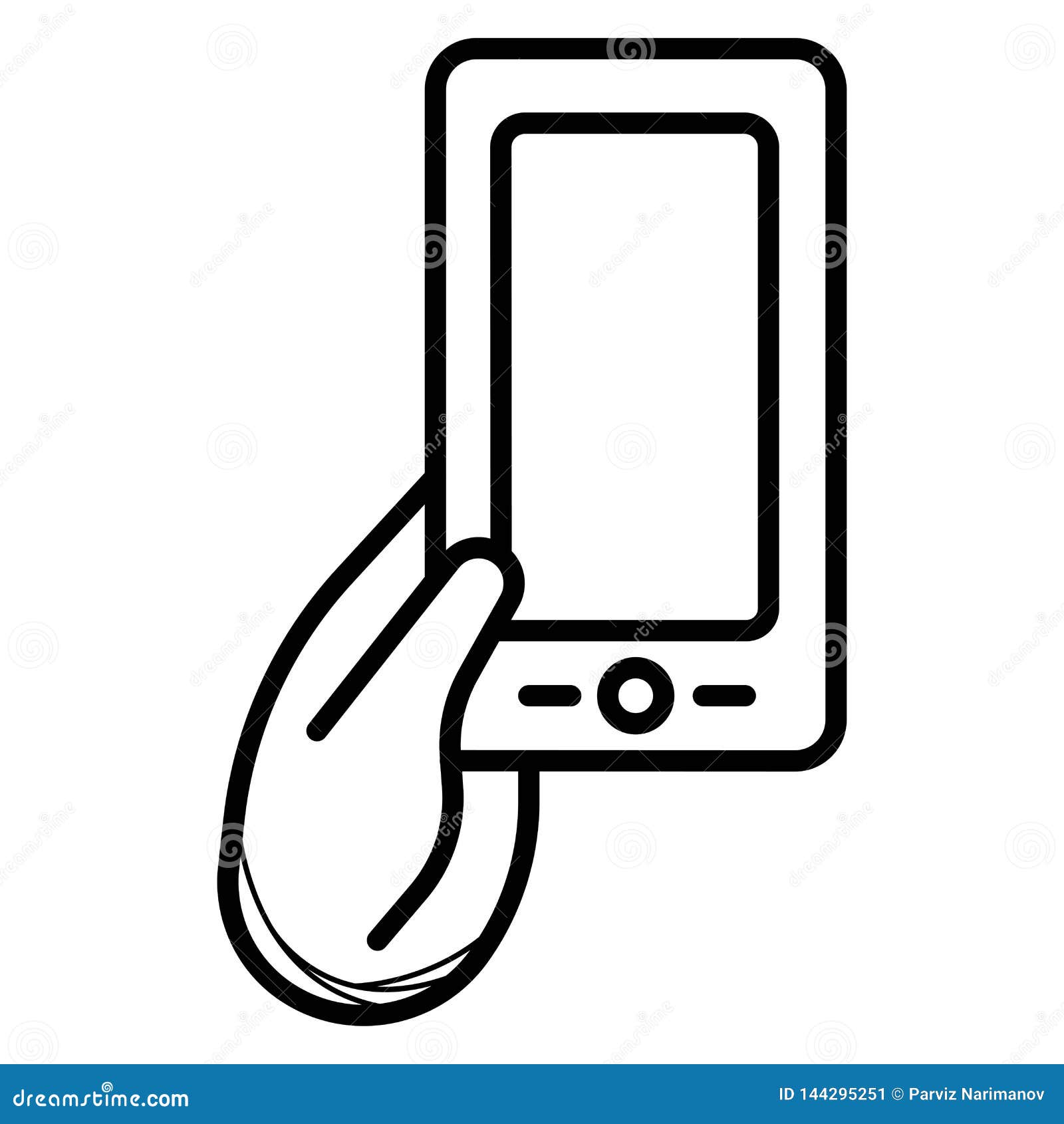 Mobile phone in hand icon stock vector. Illustration of internet ...