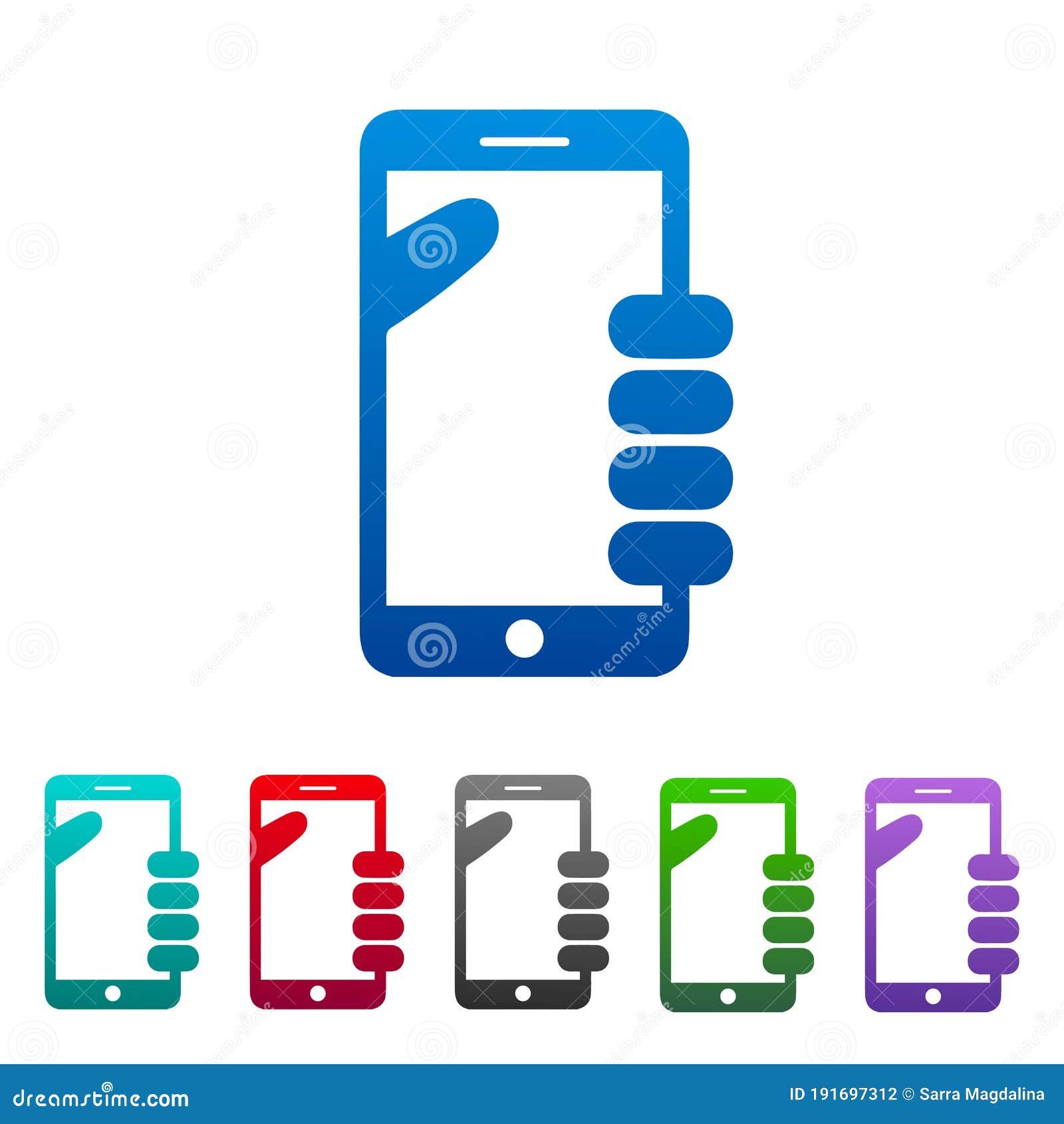 Mobile Phone in Hand Icon. Vector. Center, Message. Stock Vector ...