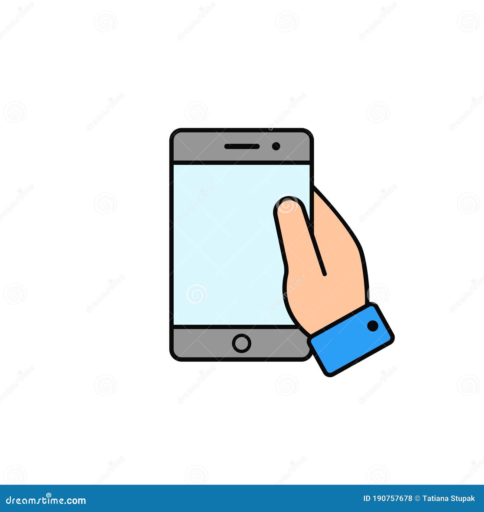 Mobile Phone in Hand Icon, Vector Color Illustration Stock Vector ...