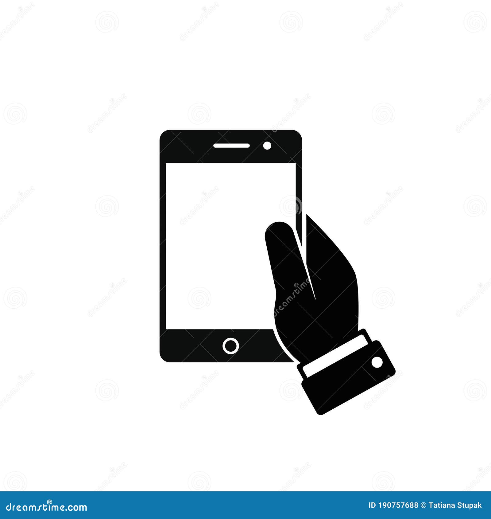 Mobile Phone in Hand Icon, Vector Isolated Illustration Stock Vector ...